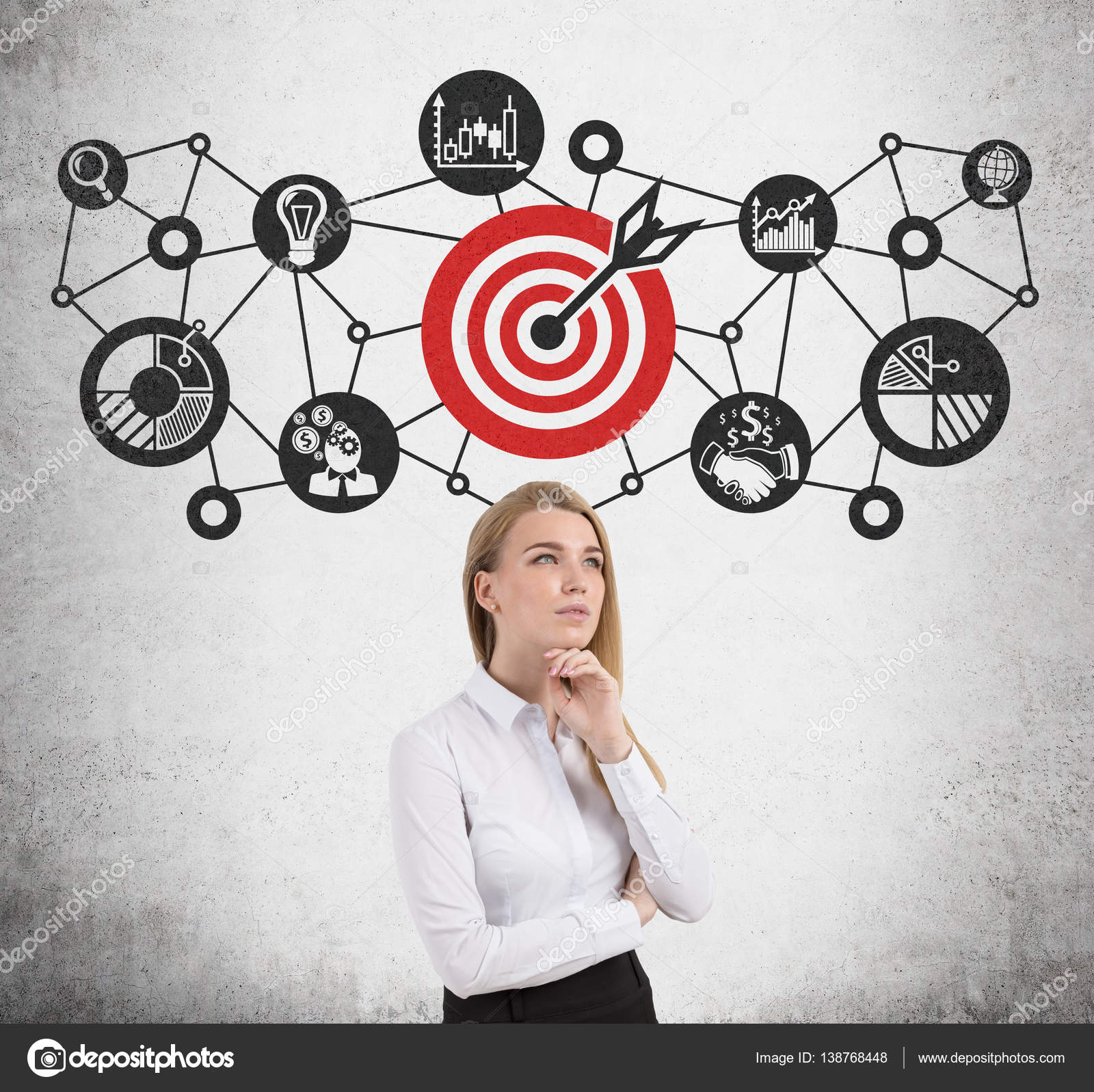 Blond woman, target and network — Stock Photo © denisismagilov #138768448