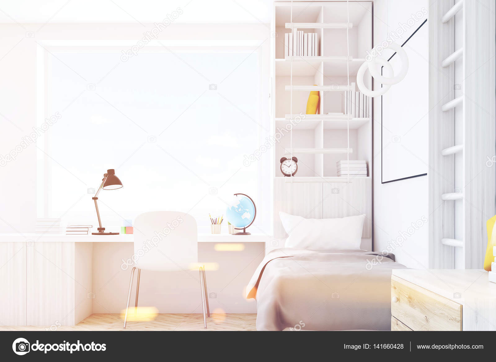 Child room with square window, toned Stock Photo by ©denisismagilov ...