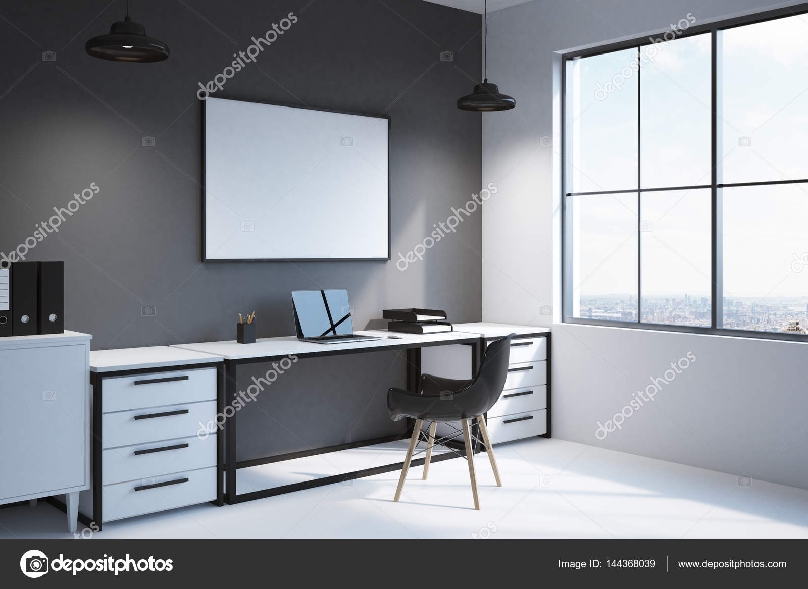 Corner of modern workspace with computer Stock Photo by ©denisismagilov ...