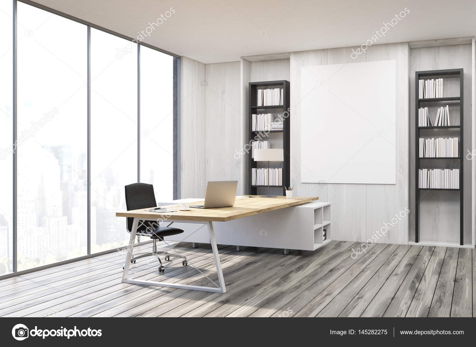 Corner of a CEO office with gray walls — Stock Photo © denisismagilov ...