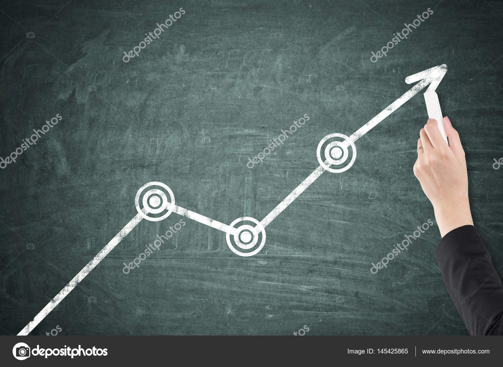 Businessman drawing a growth graph, green — Stock Photo ...