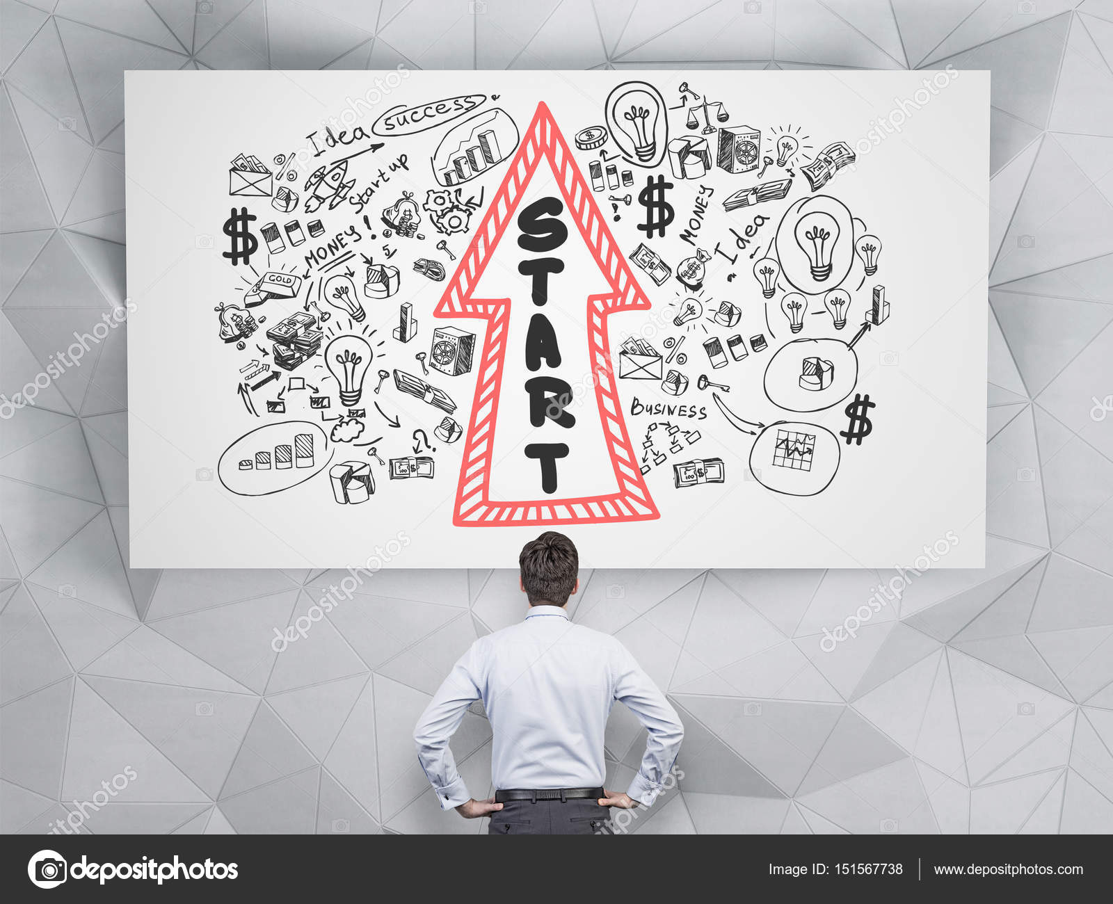 Man looking at start up sketch — Stock Photo © denisismagilov #151567738