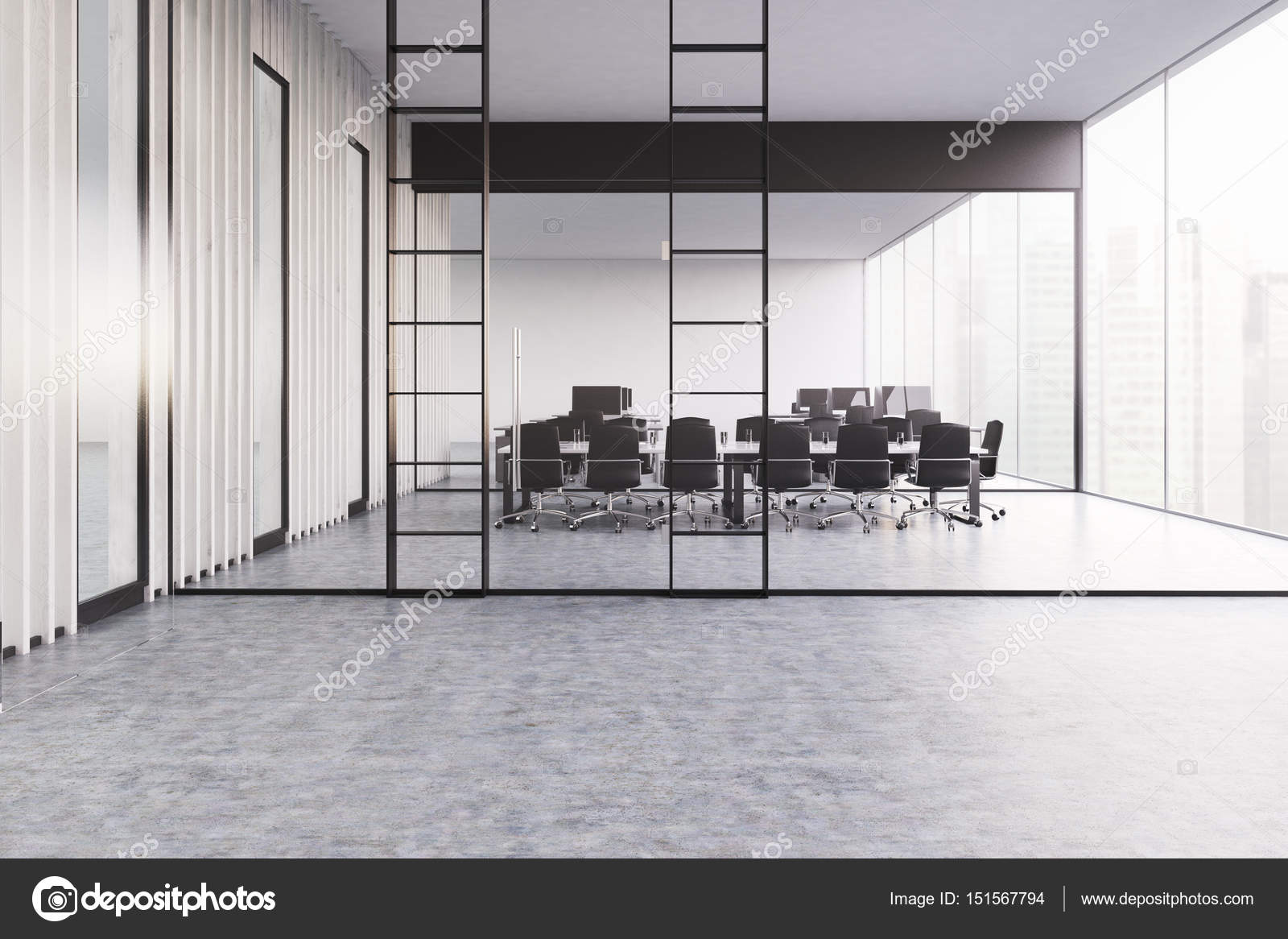 Open office with wooden shades Stock Photo by ©denisismagilov 151567794