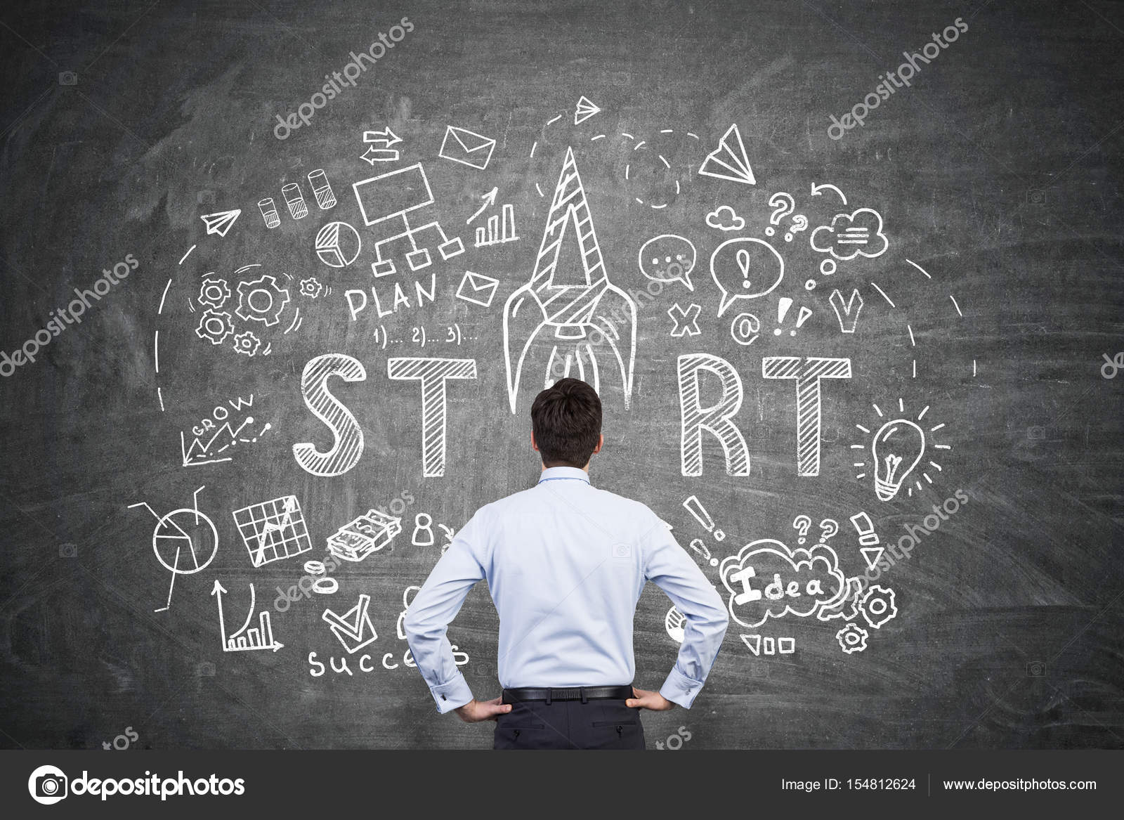 Businessman looking at start up sketch — Stock Photo © denisismagilov ...
