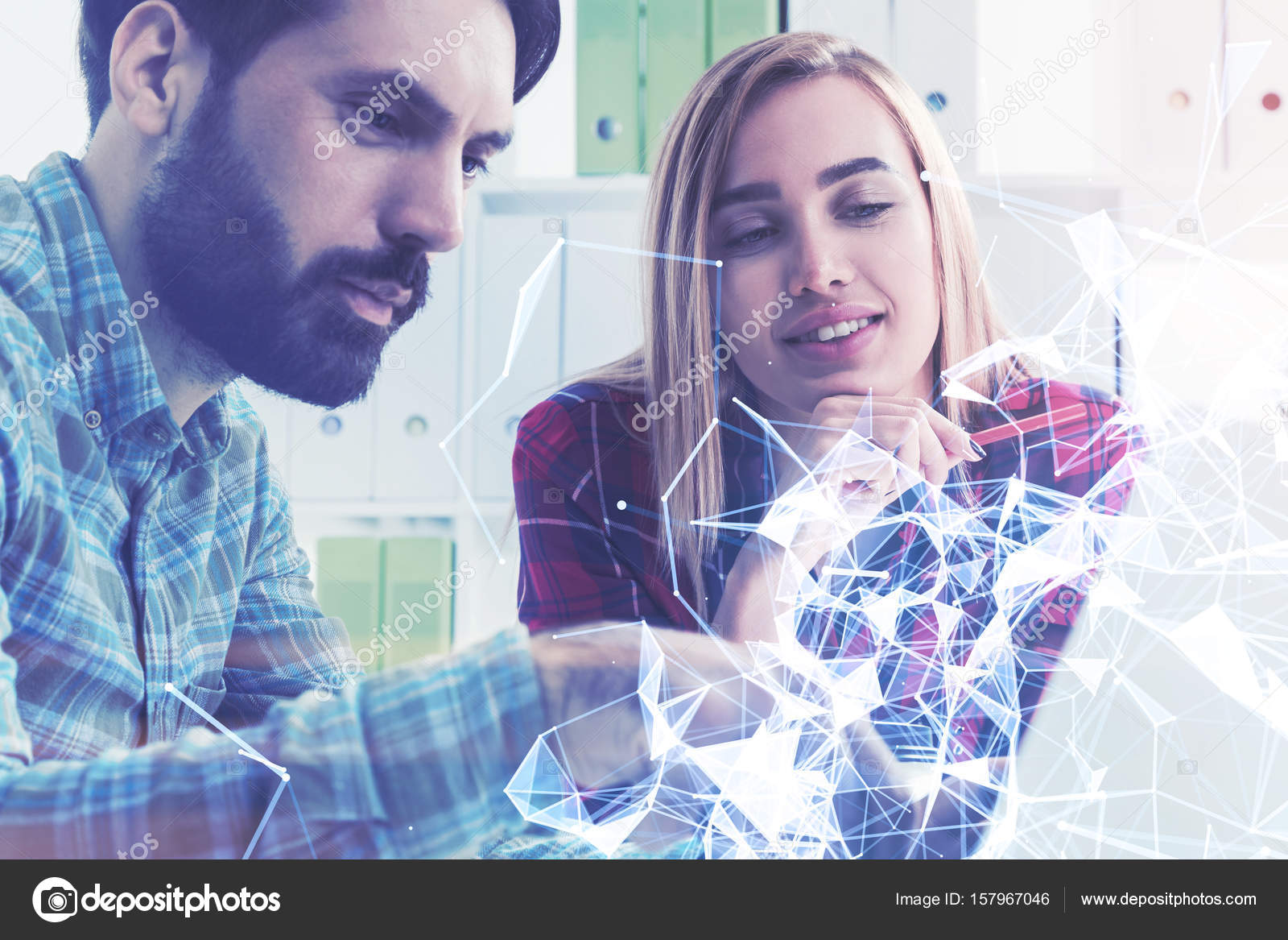 Startup founders working together, network — Stock Photo ...