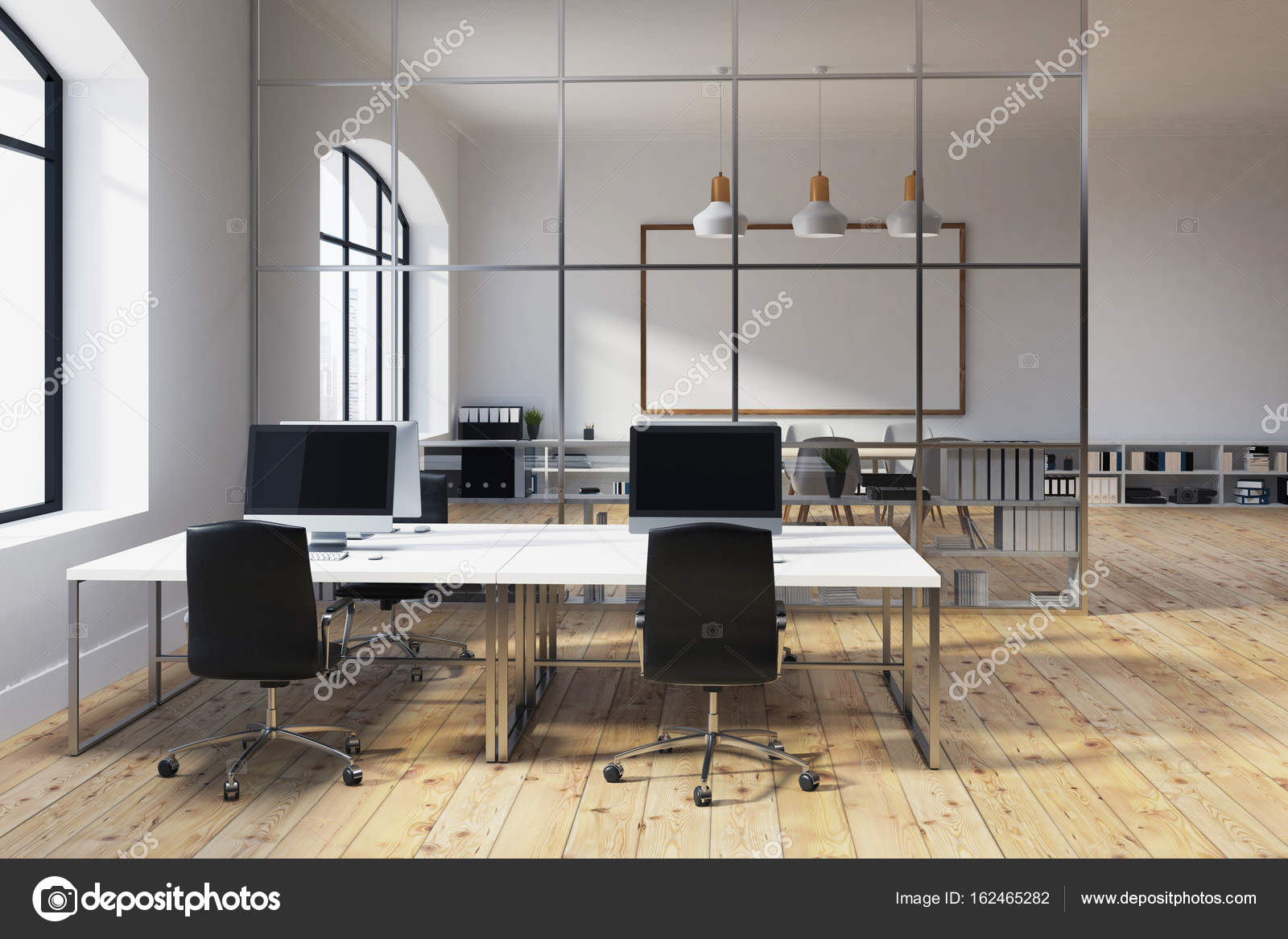 White wall open office interior Stock Photo by ©denisismagilov 162465282