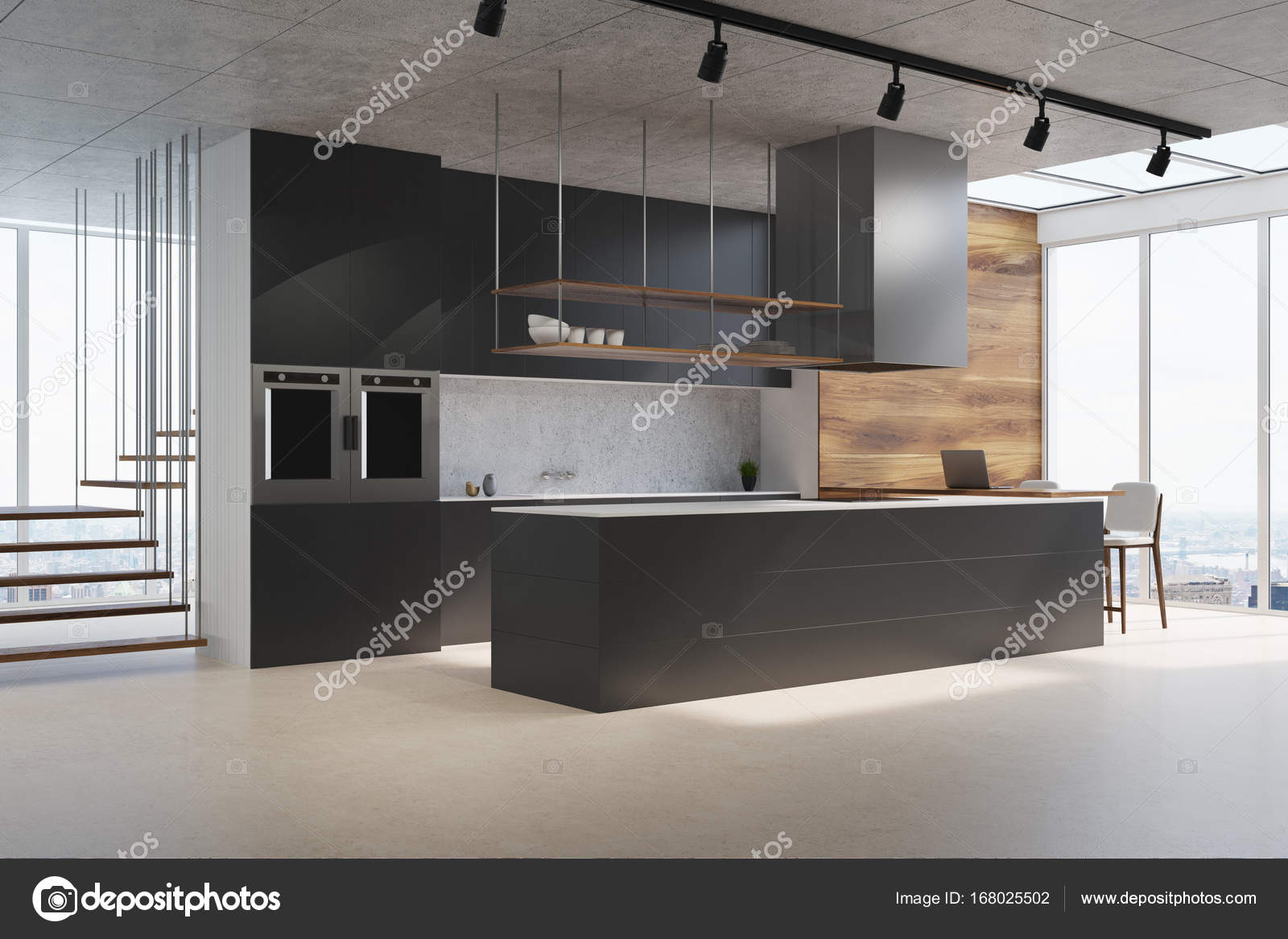 Black kitchen counter, side view — Stock Photo © denisismagilov #168025502