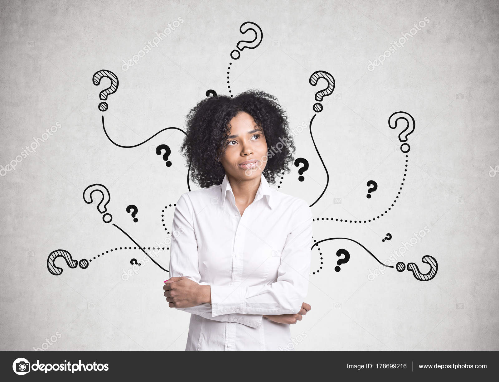 Pensive African American businesswoman, questions — Stock Photo ... Pensive African American businesswoman, questions — Stock Photo ...