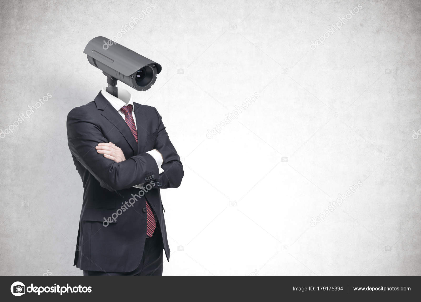 Man with a CCTV camera head, concrete Stock Photo by ©denisismagilov ...