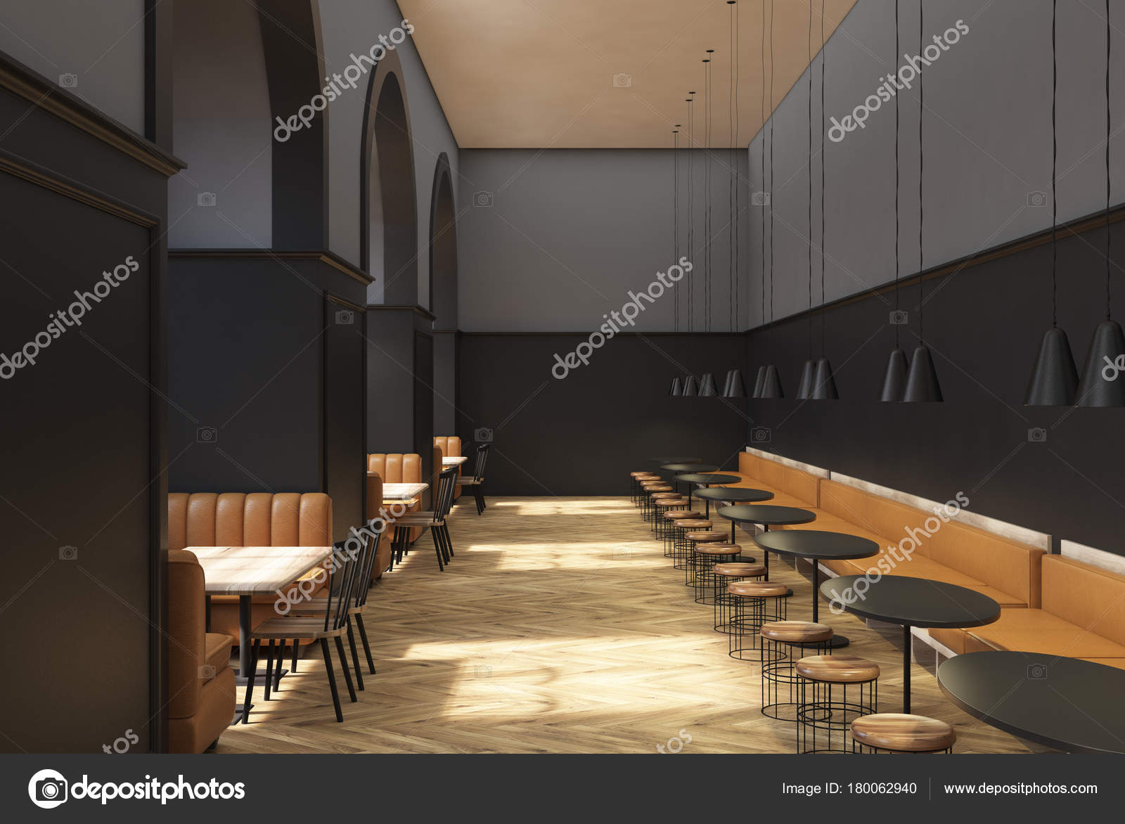 Dark gray cafe interior — Stock Photo © denisismagilov #180062940