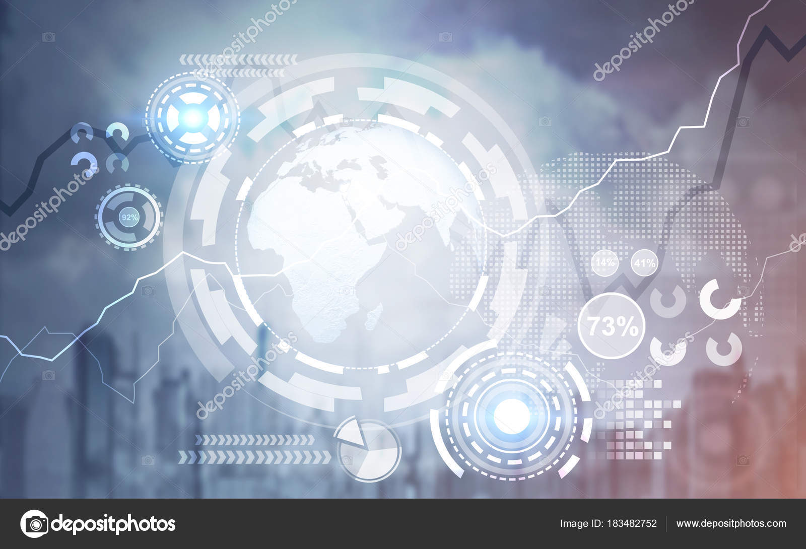 HUD network, planet and city Stock Photo by ©denisismagilov 183482752