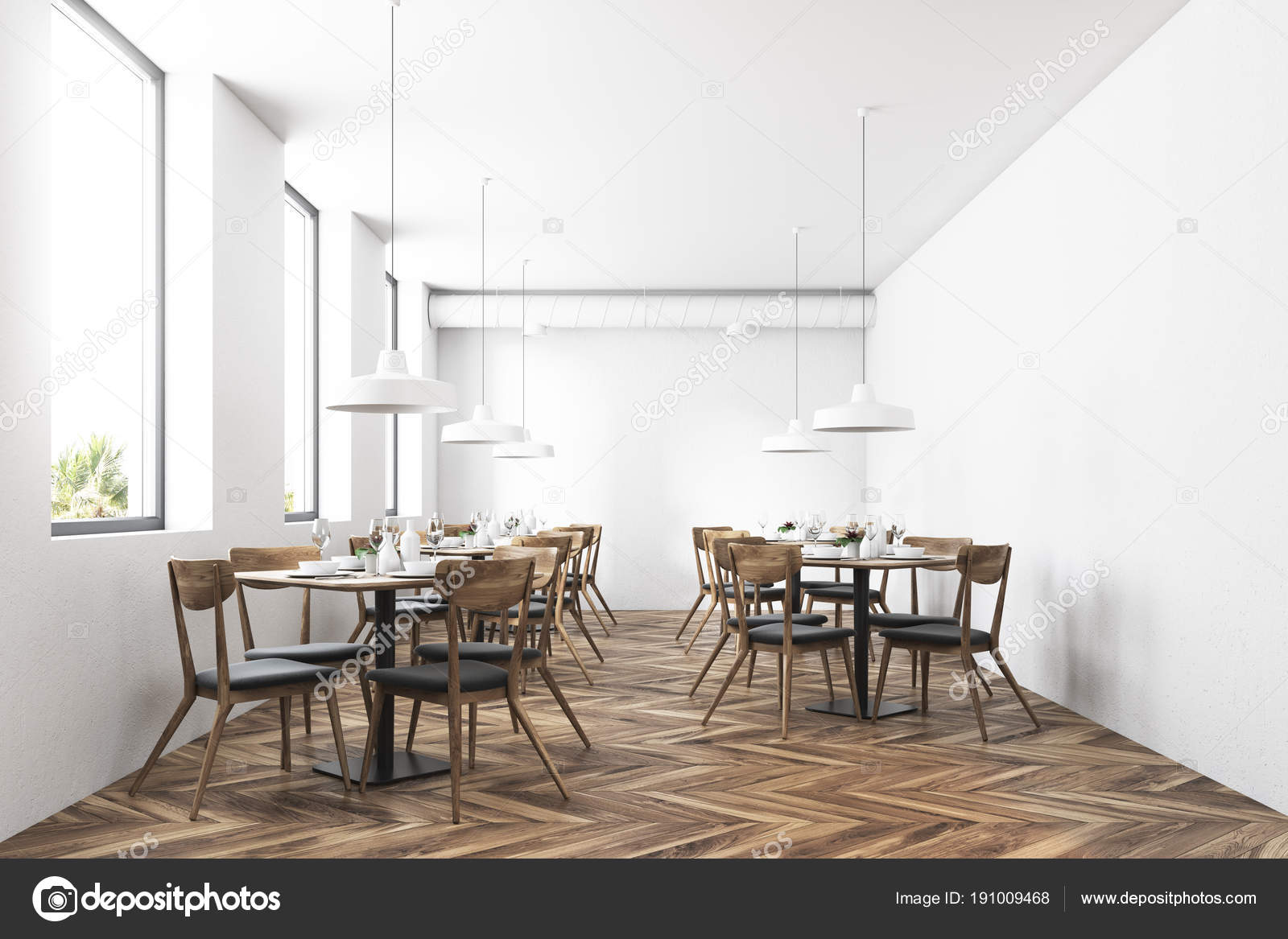 White modern cafe interior Stock Photo by ©denisismagilov 191009468