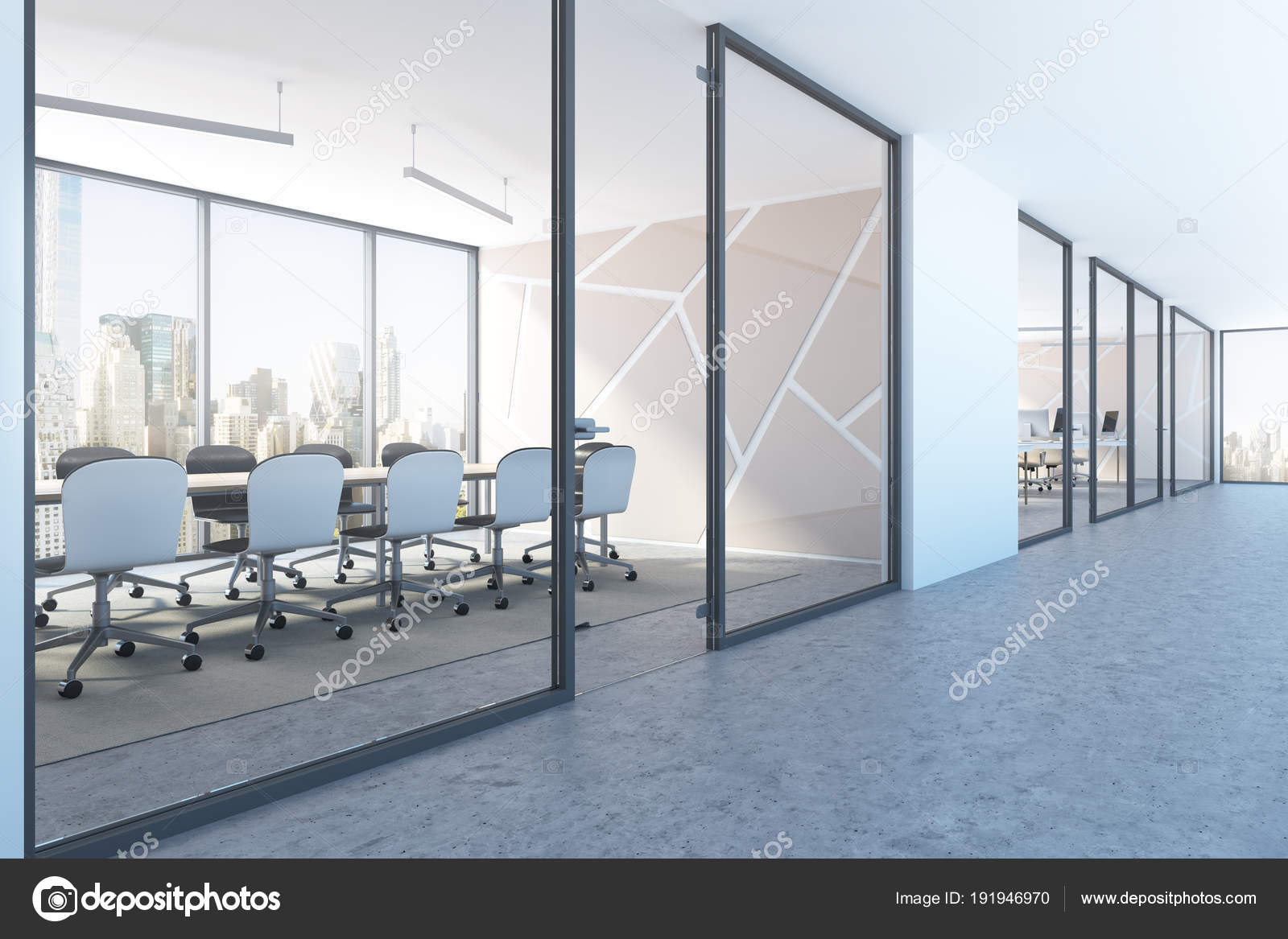 White meeting room lobby pattern side view — Stock Photo ...
