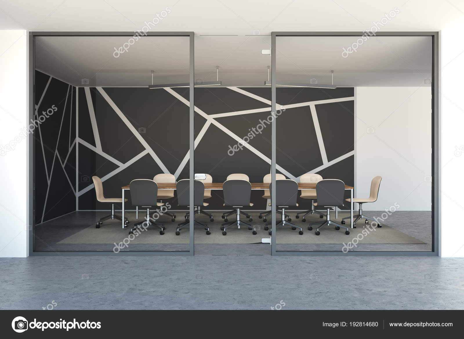 Panoramic meeting room lobby black pattern — Stock Photo ...