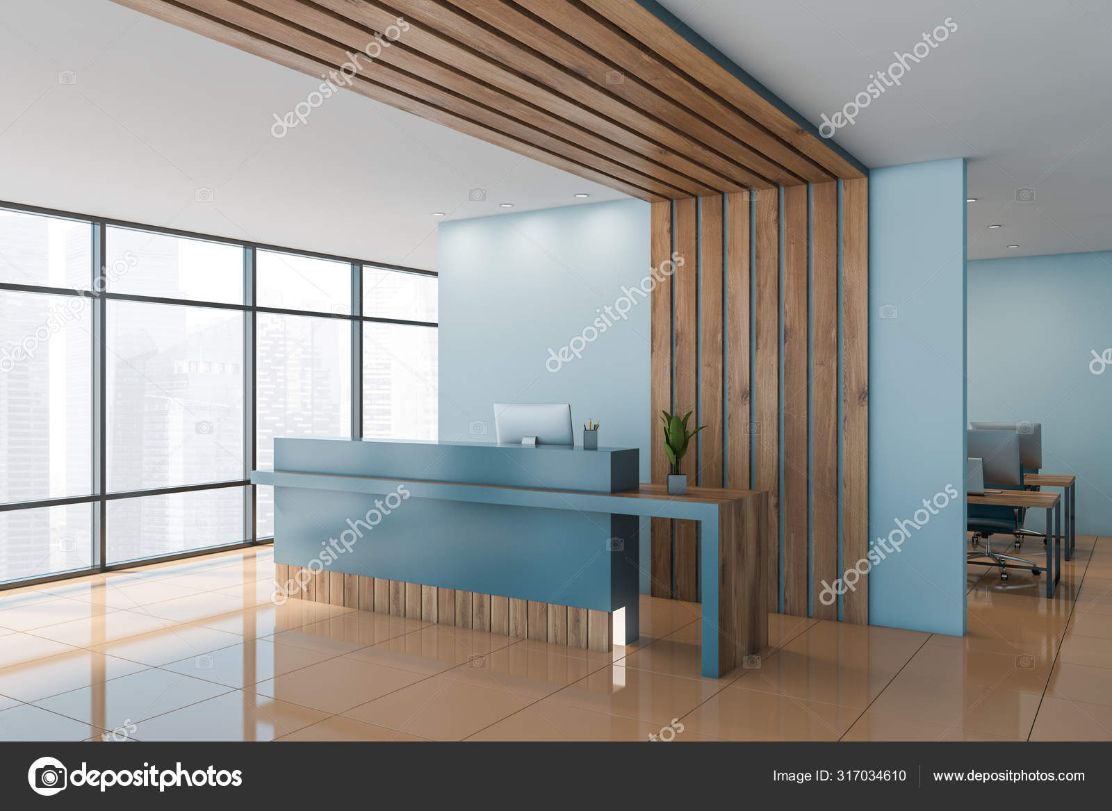 Modern Office Reception Backdrop Design