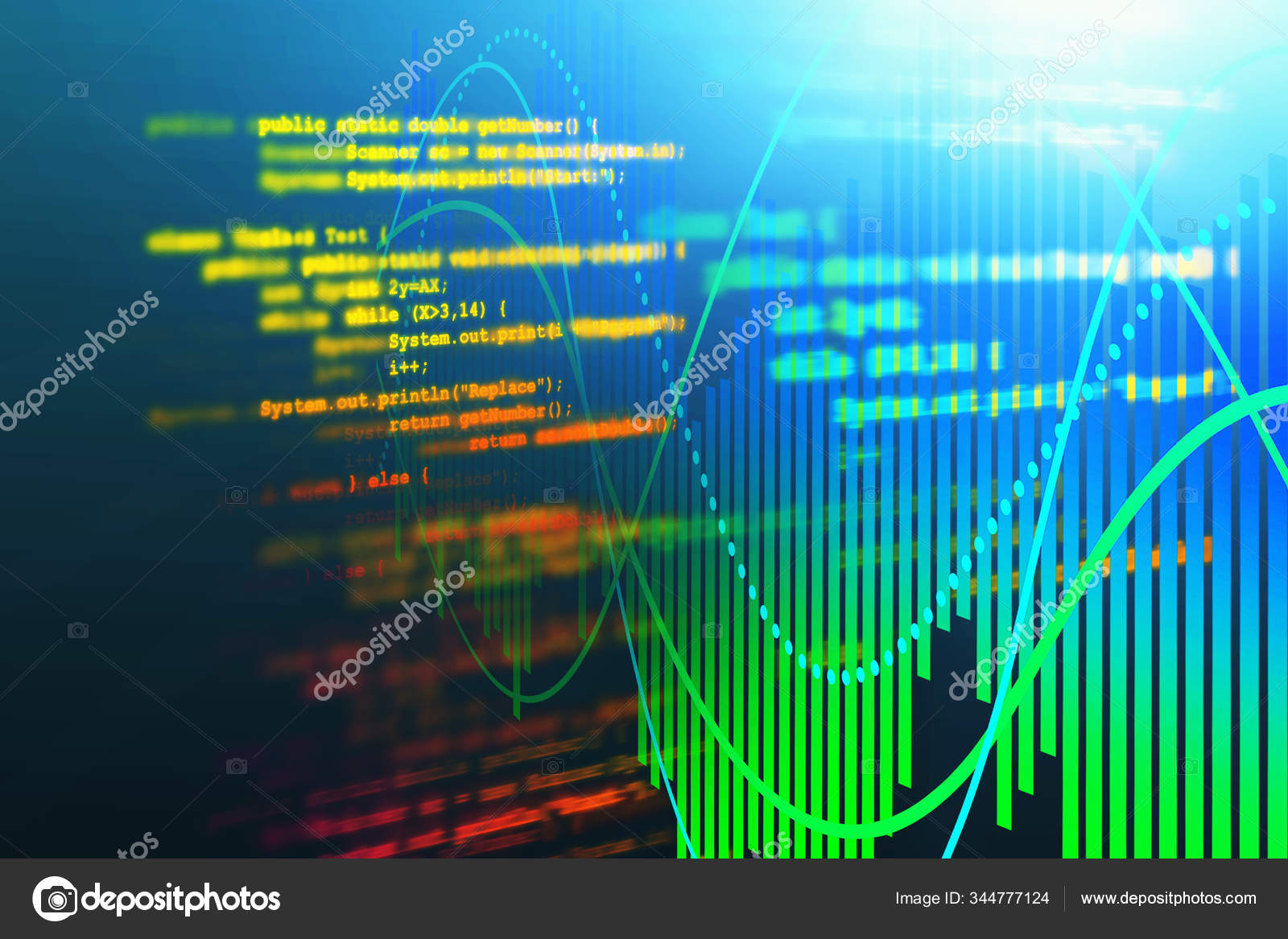 Digital graph and code strings, investment — Stock Photo © denisismagilov #344777124