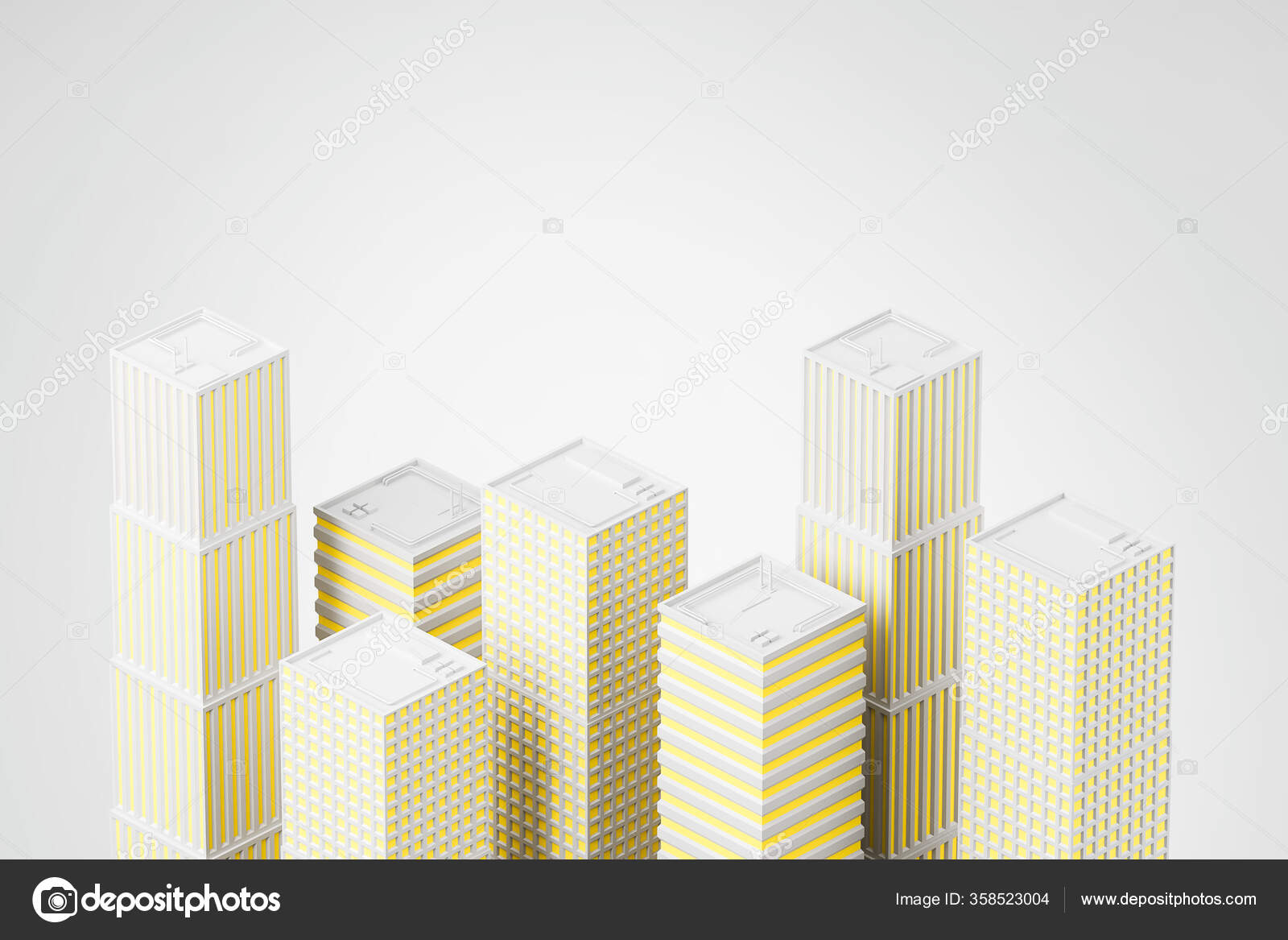 Creative Stylish City Model Consisting Yellow Skyscrapers White ...