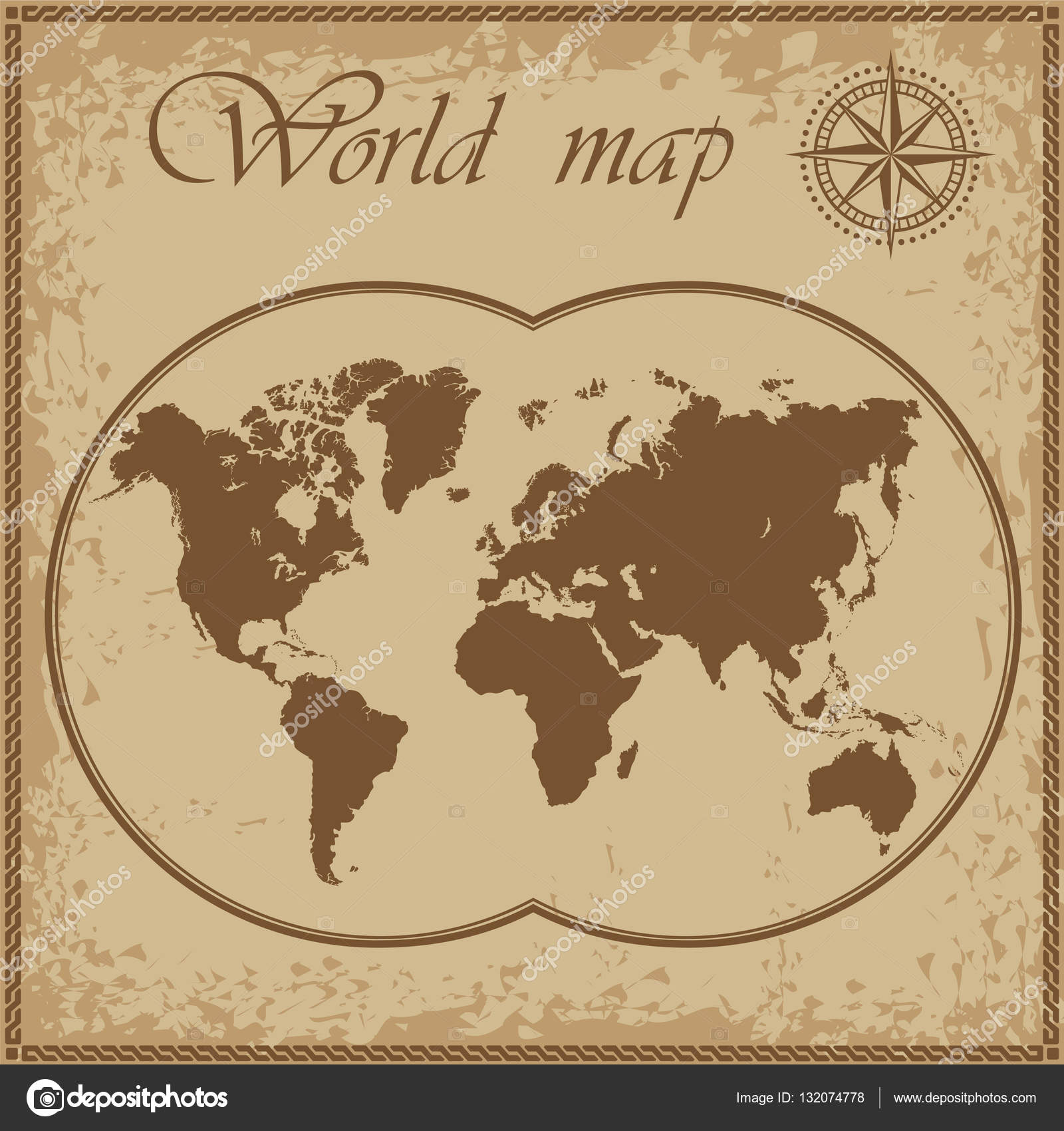 Peta lama dunia. Vektor Stok oleh ©Radzko 132074778