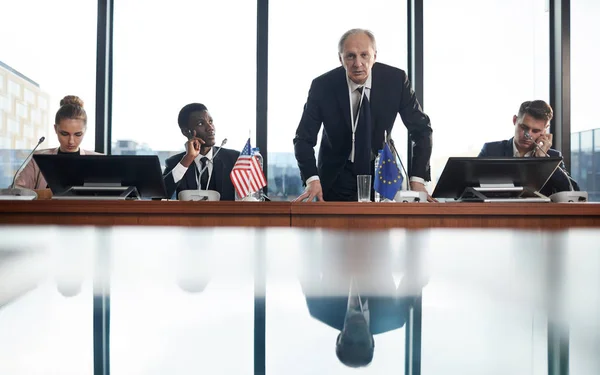 Political leader taking part in debate - Stock Image - Everypixel