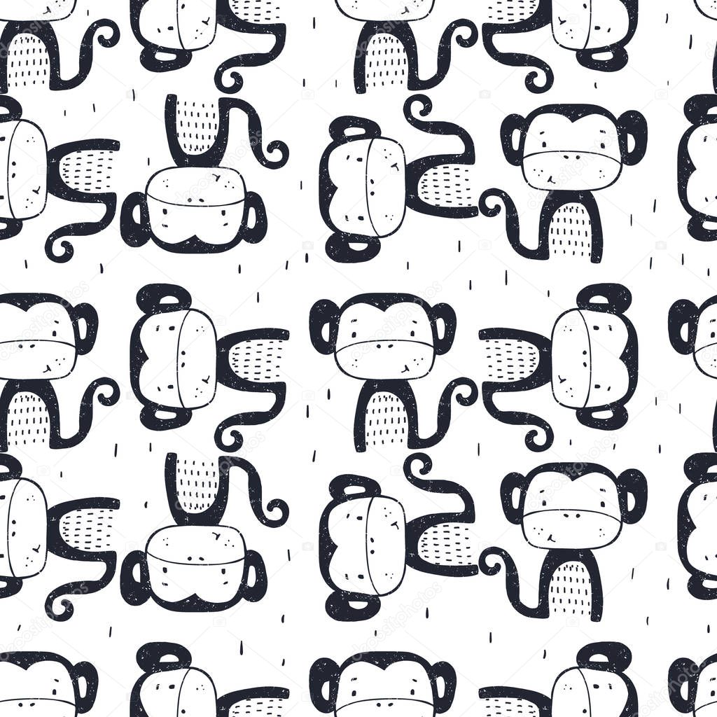 patr n sin costuras con mono lindo. ilustraci n vectorial dibujado a mano. 2024