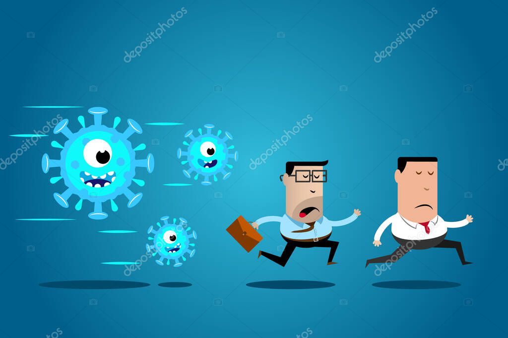Coronavirus (2019-nCoV). Gente huyendo de la plaga. Dibujos animados, ilustraci n vectorial. 2024