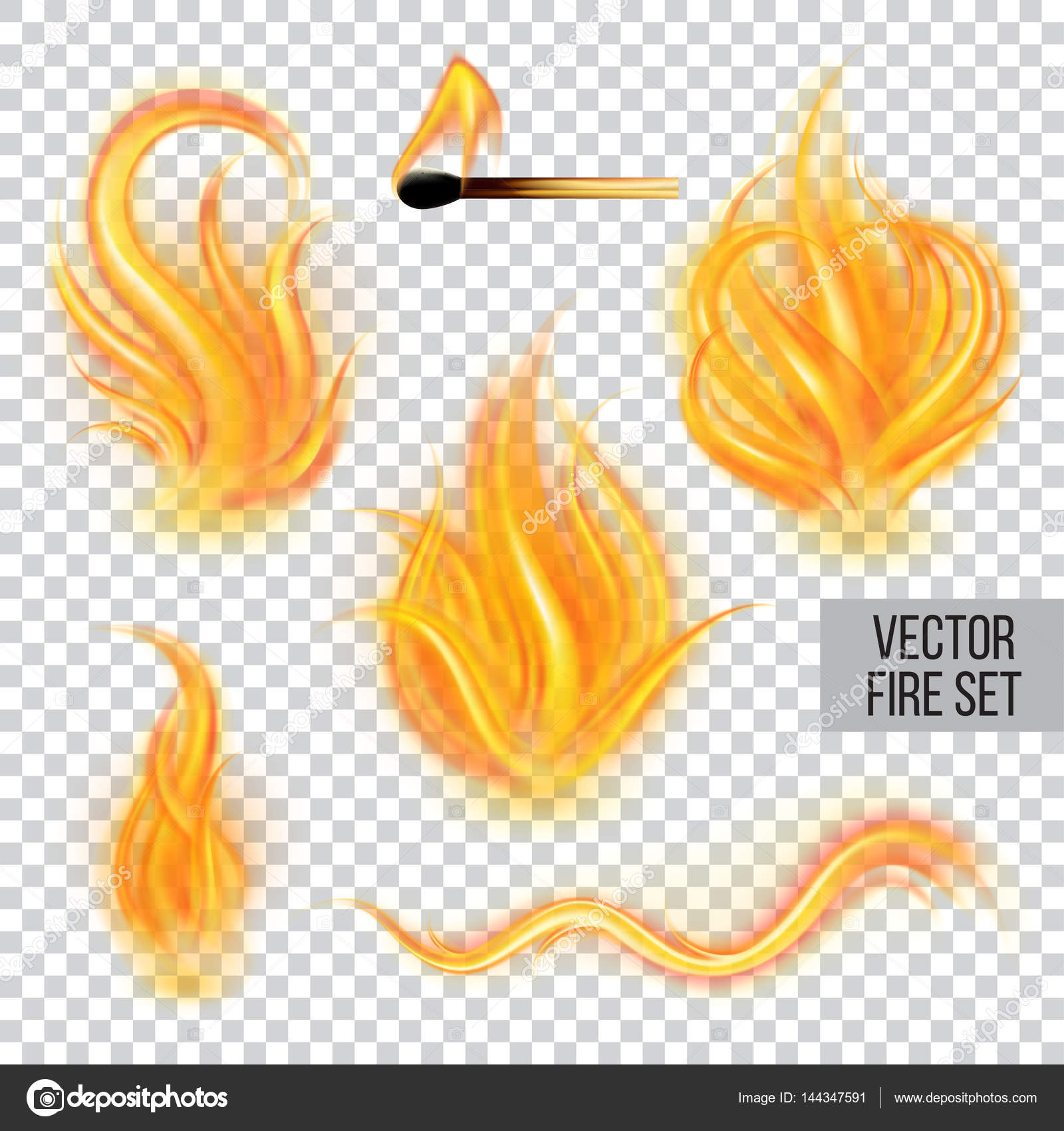 Painted transparent vector fire on a transparent white backgroun Stock ...