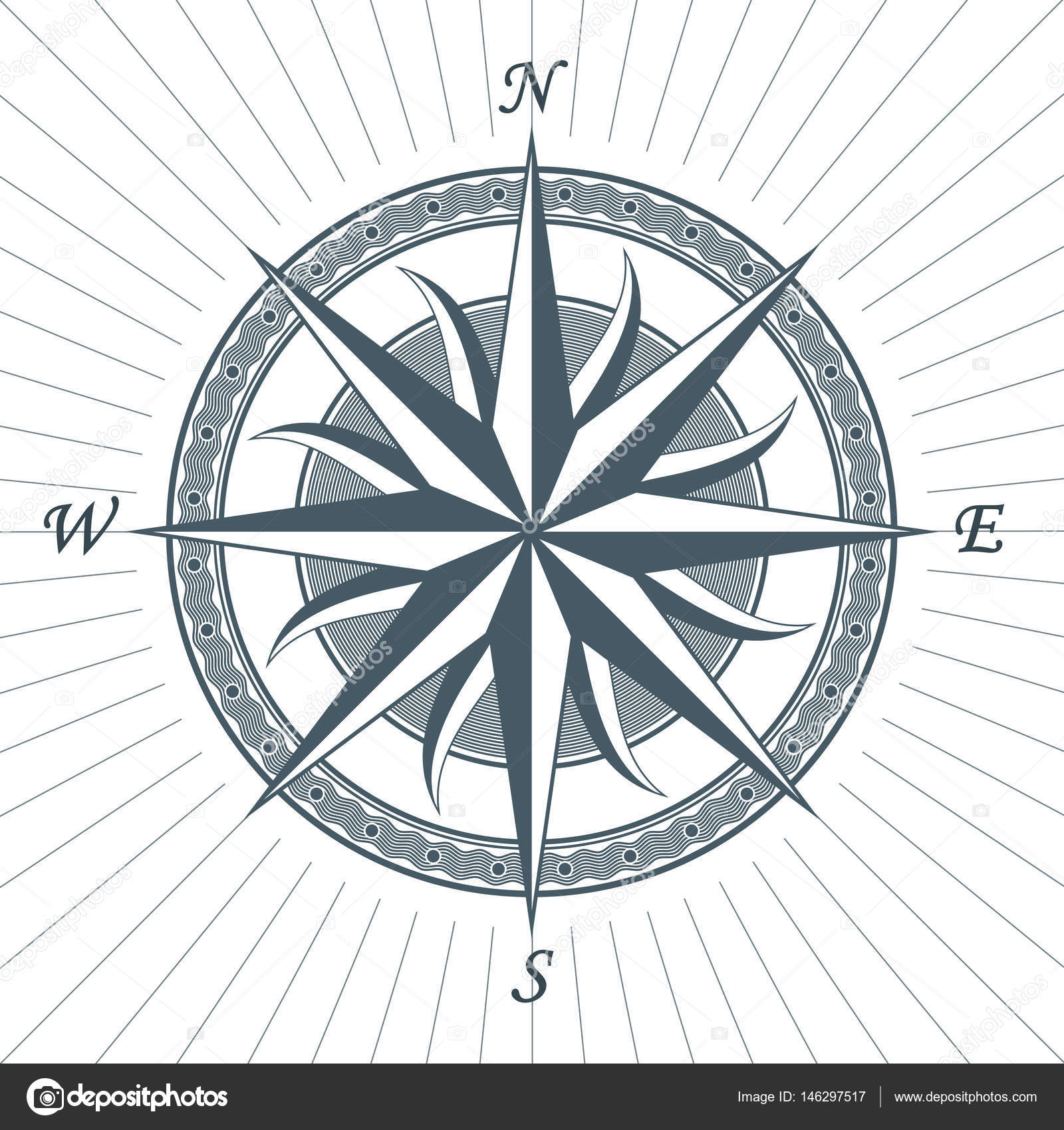 Antieke Nautische Kompas Tatoeage Set Vintage Antieke Windroos