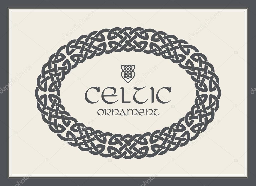 Vettoriale stockNodo celtico intrecciato cornice ornamento bordo. Dimensione A4 di ...
