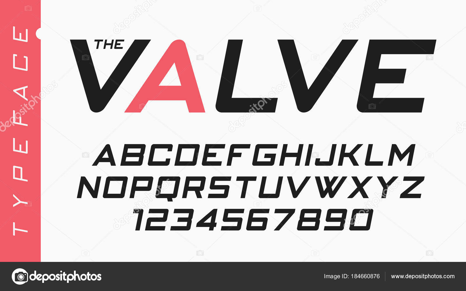 The Valve vector futuristic decorative font design, alphabet, ty Stock ...