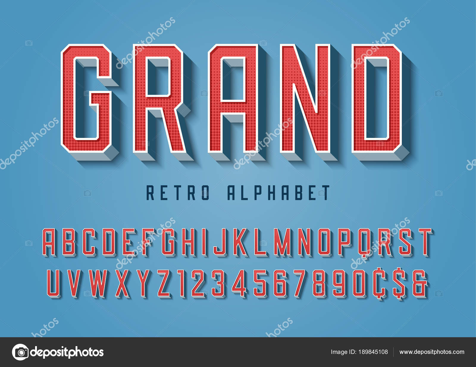 Grand trendy retro display font design, alphabet, typeface, lett Stock ...