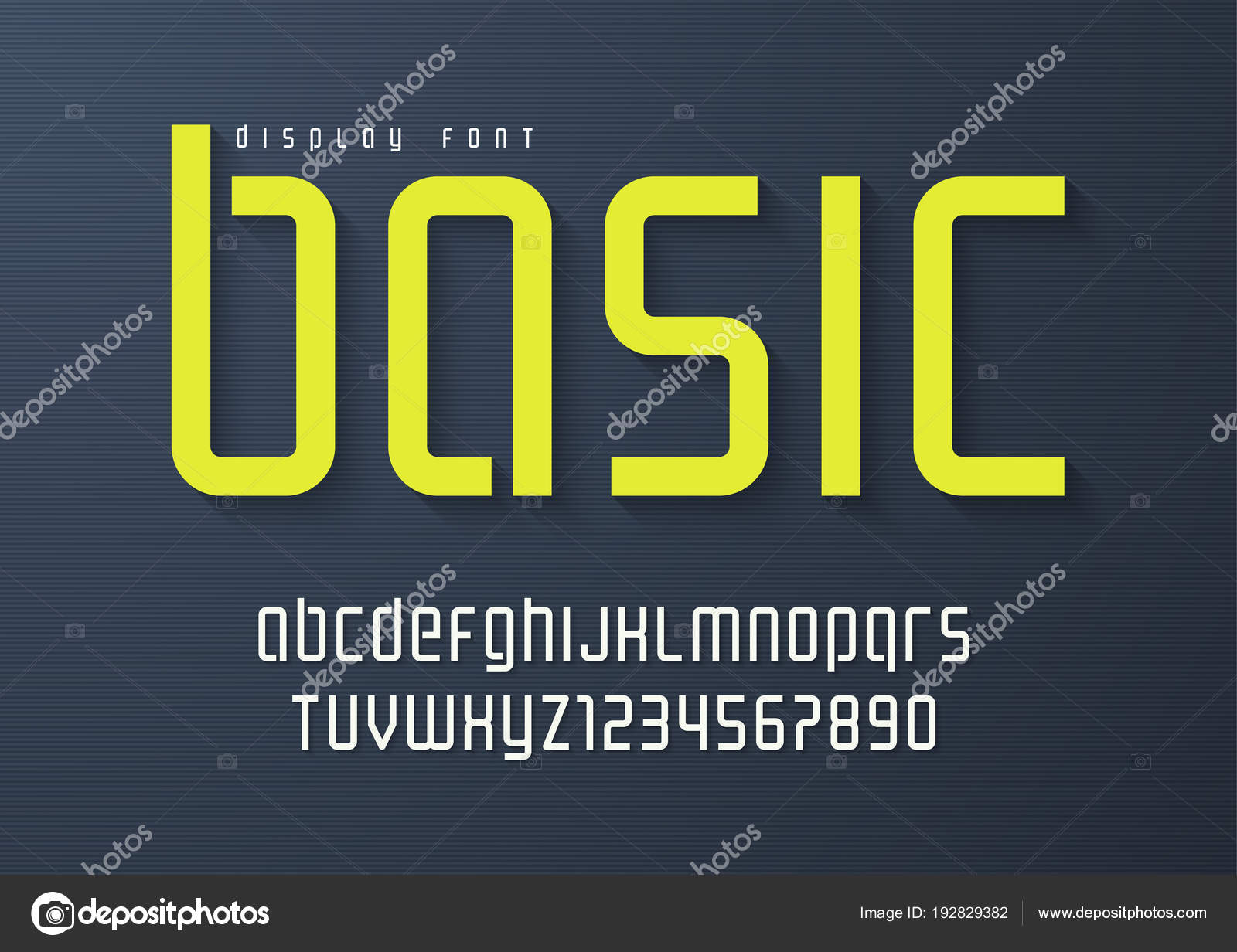 Basic display font design, alphabet, typeface, letters and numbe Stock ...
