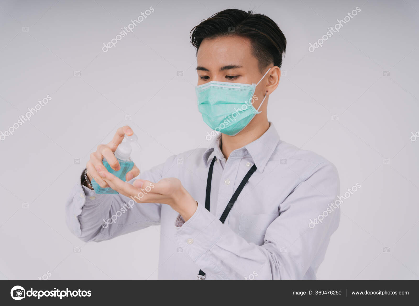 Asian Thai Doctor Cleaning Washing Hands Alcohol Gel Isolated White ...