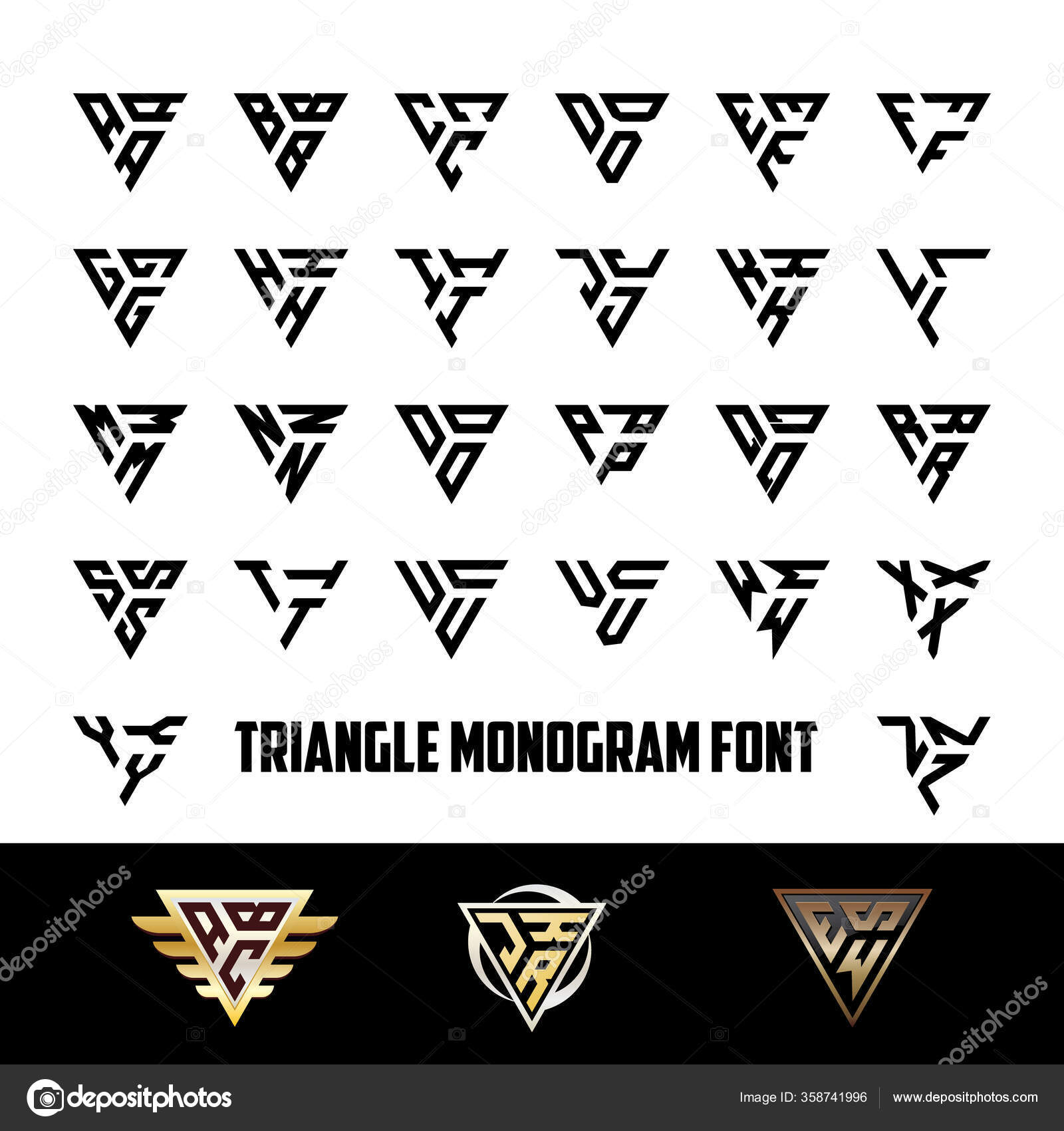 Set Letters Triangle Monogram Logo Font Stock Vector by ©Pancale 358741996
