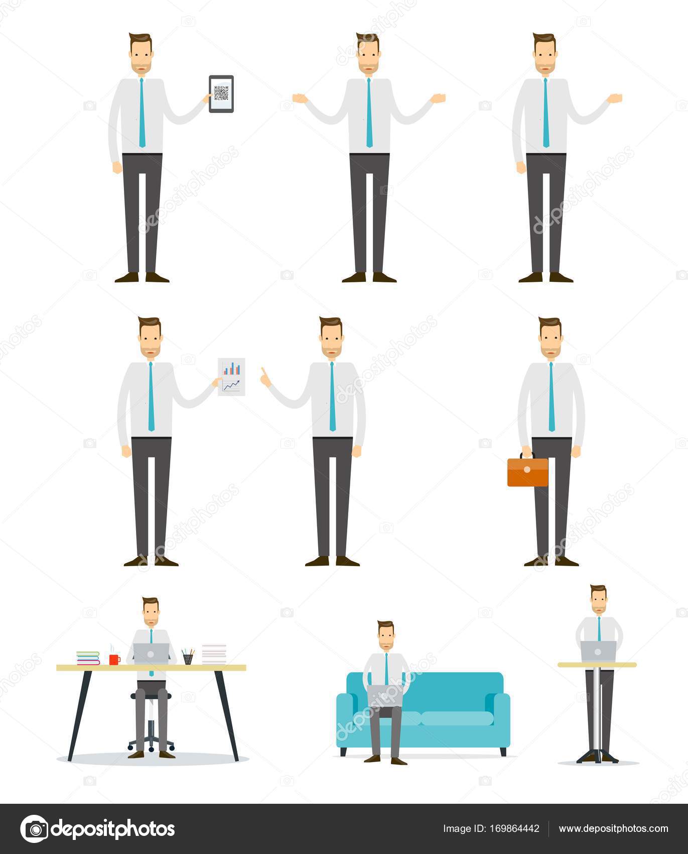 Set business cartoon character design Stock Vector by ©TCdesign 169864442