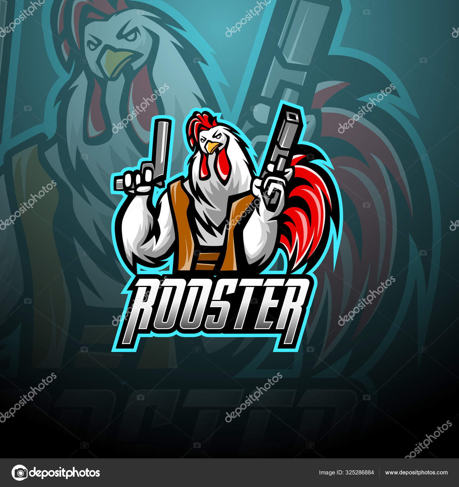 Gallo Con Diseño Logotipo Mascota Pistola Vector de stock por ©visink ...
