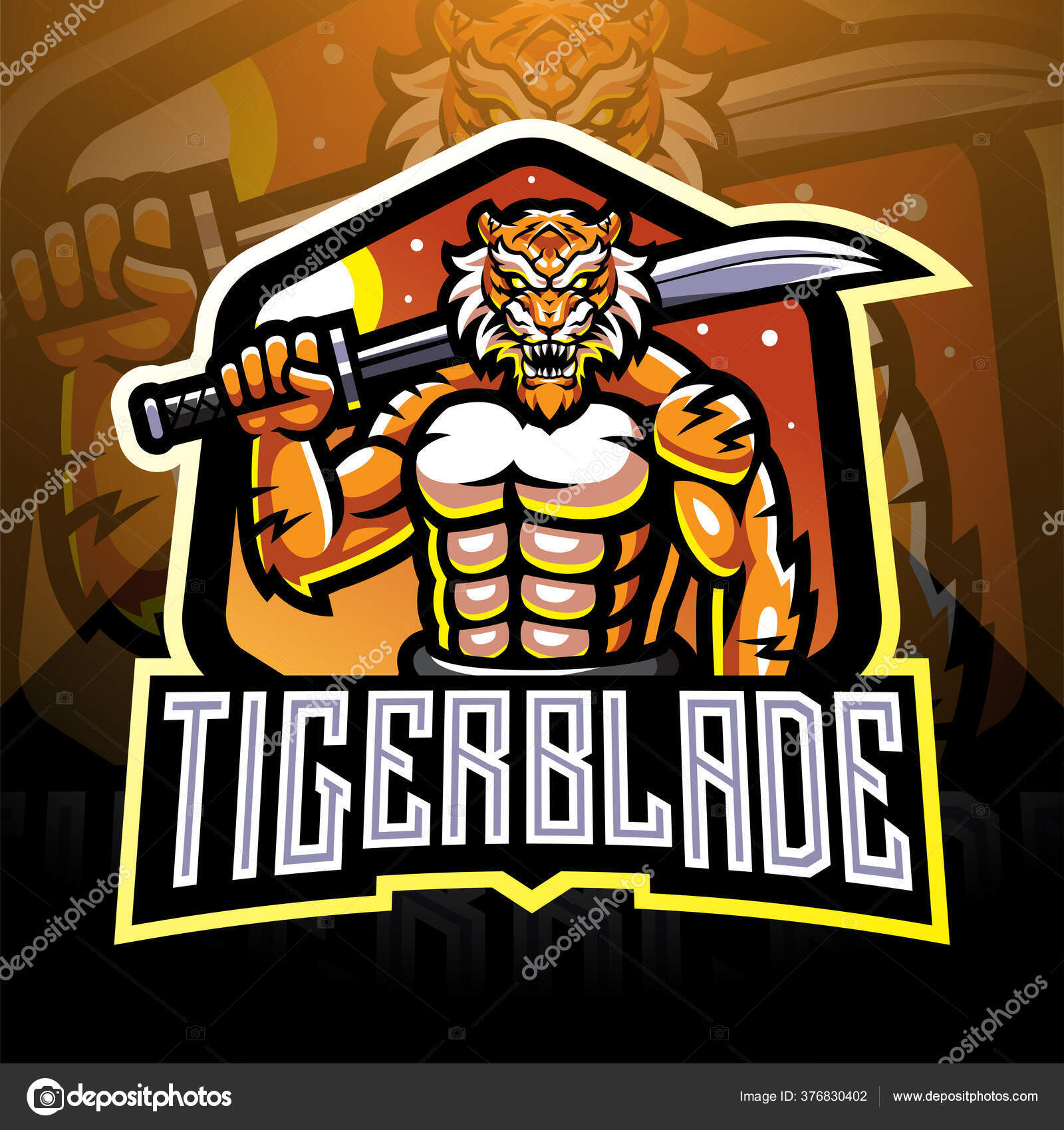 Tiger Blade Esport Mascot Logo Stock Vector by ©visink 376830402