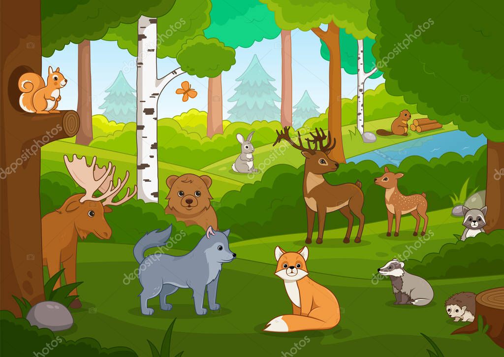 Bosque Animado Con Animales