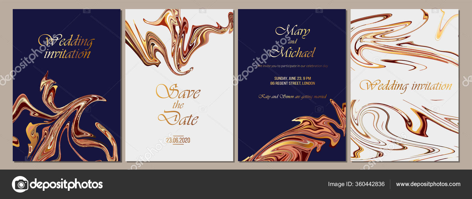 Four wedding invitation templates or designs Stock Vector Image by ...