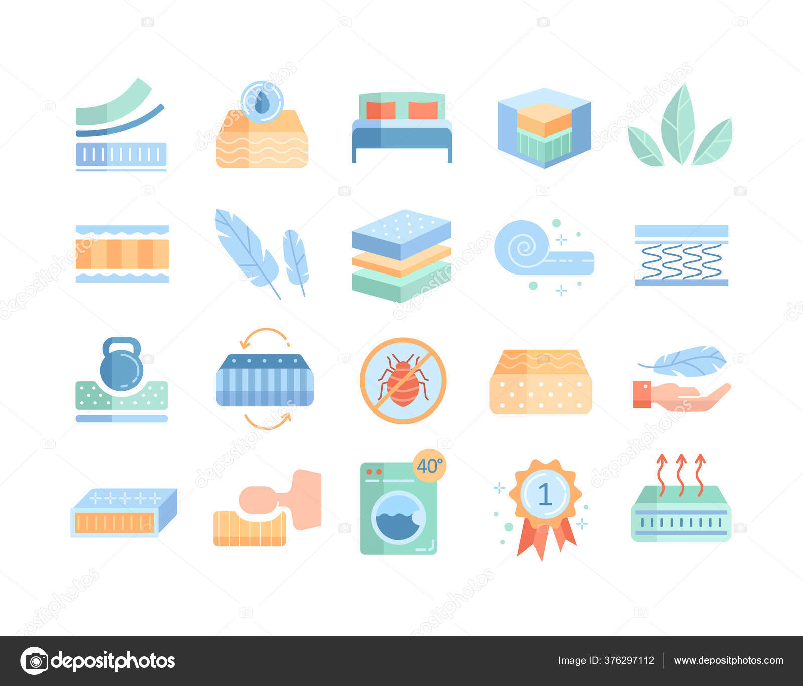 Large set of bedding and mattress icons Stock Vector Image by ...