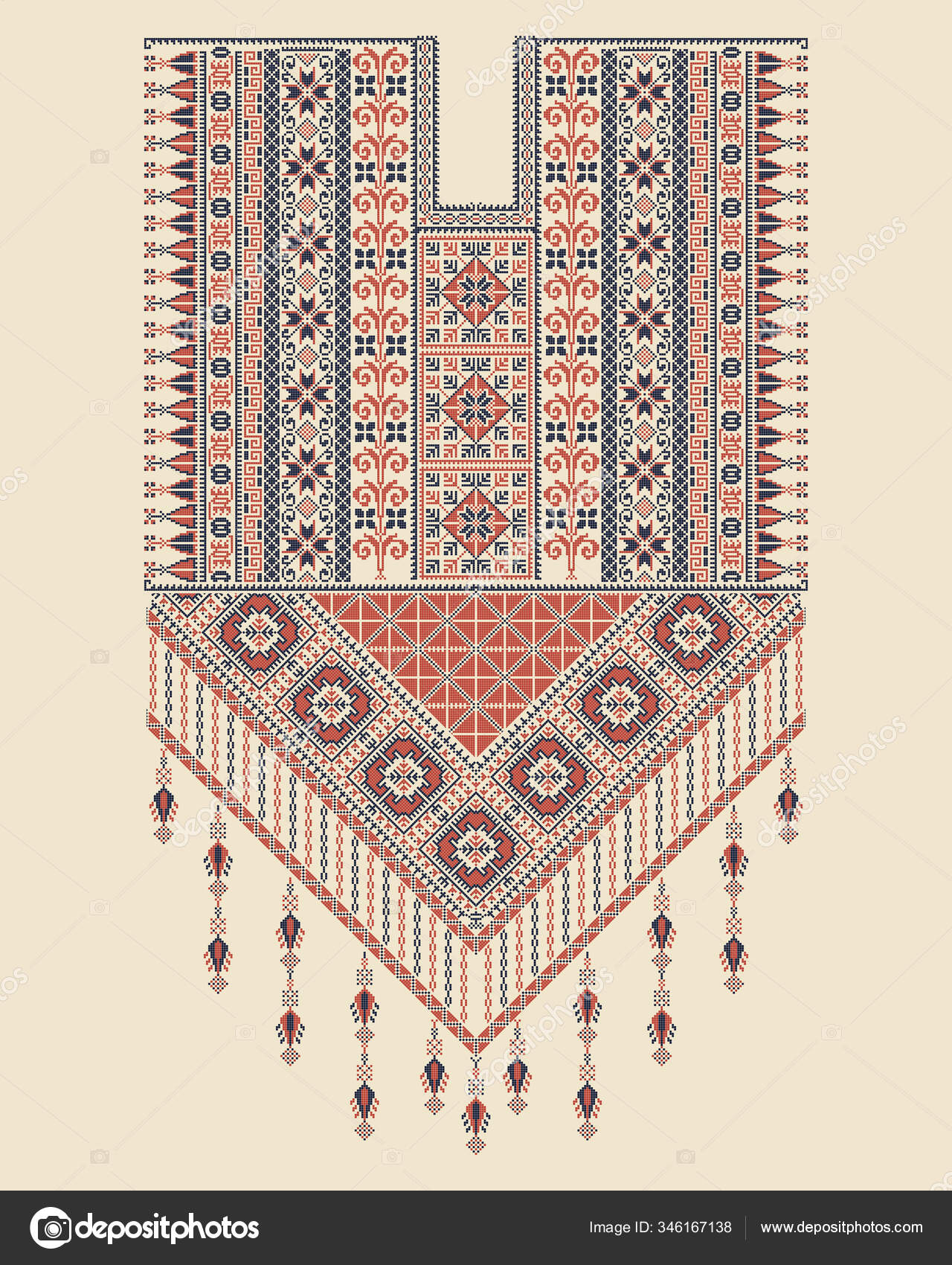 Vector Tatreez Pattern Design Palestinian Traditional Embroidery Motif ...