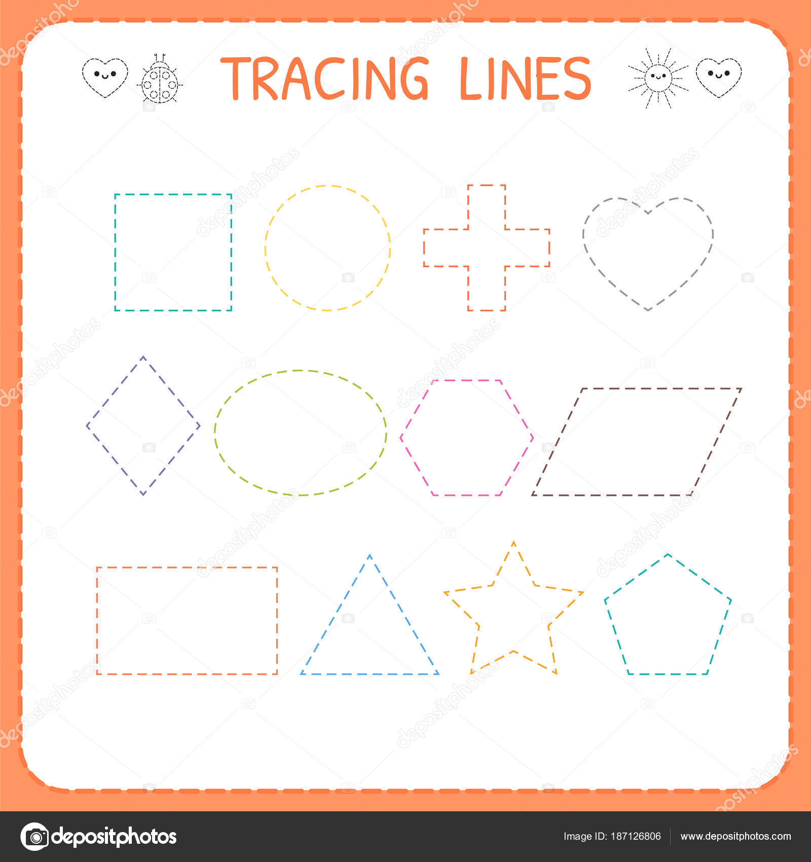 Trace line worksheet for kids. Working pages for children. Preschool or ...