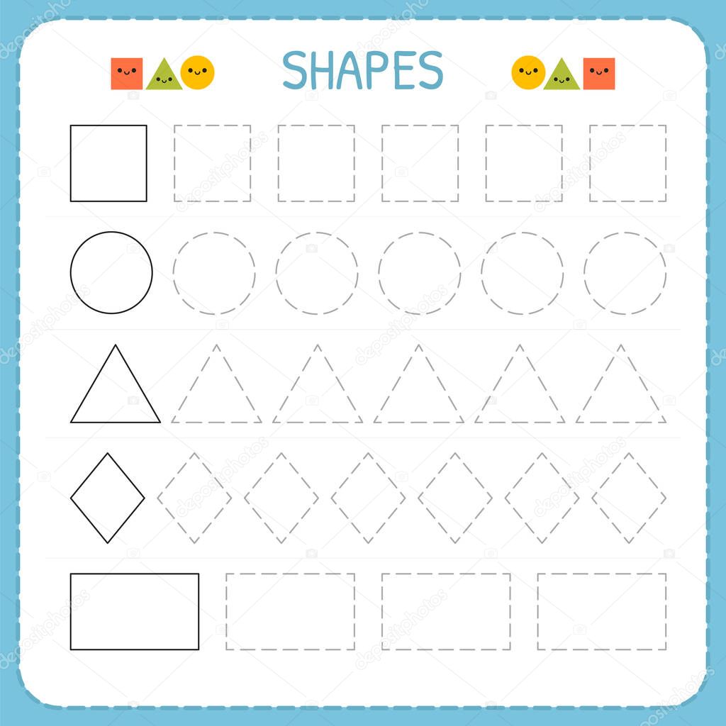 Aprende formas y figuras geométricas. Hoja de trabajo preescolar o de ...