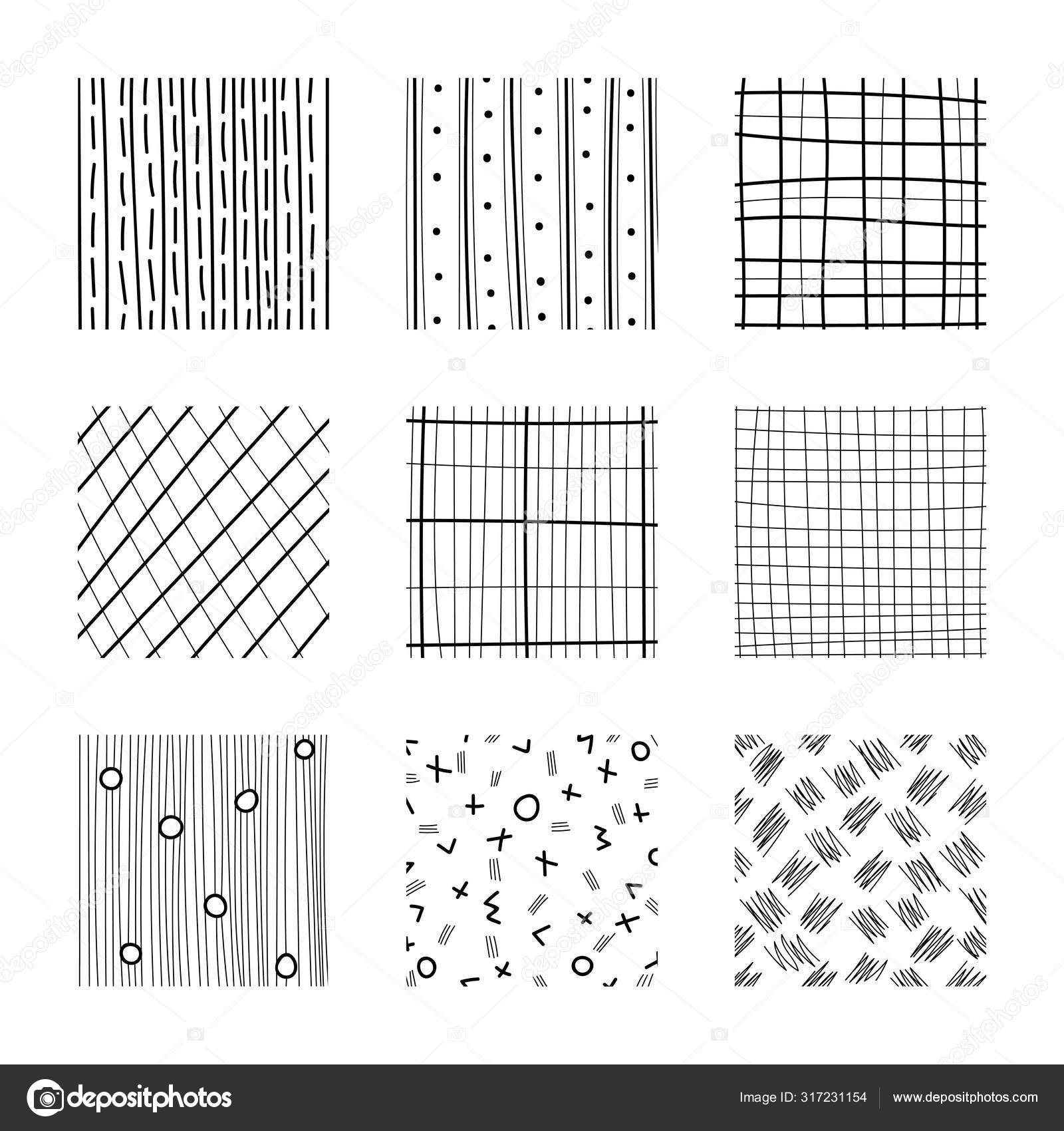Set of abstract squares. Hand drawn backgrounds. Simple scratchy ...