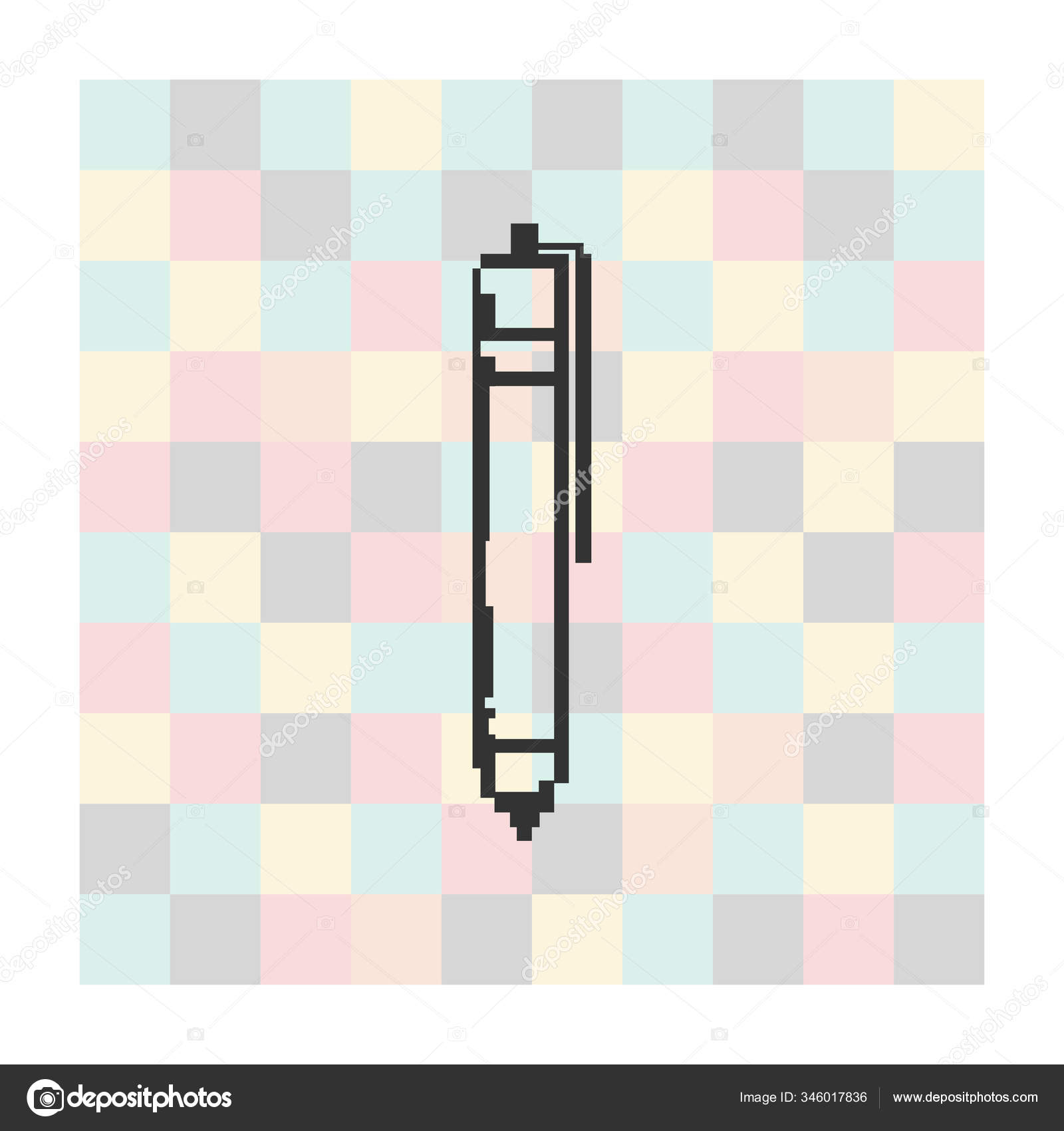 Vector pixel icon pen on a square background Stock Vector by ©Gaisonok ...