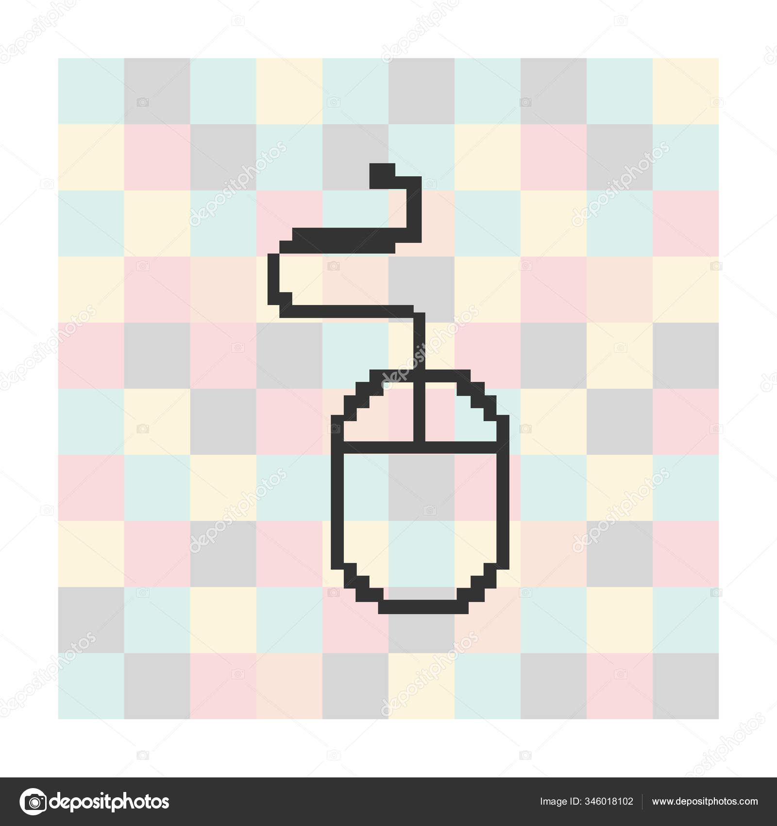 Vector pixel computer mouse icon on square background Stock Vector ...