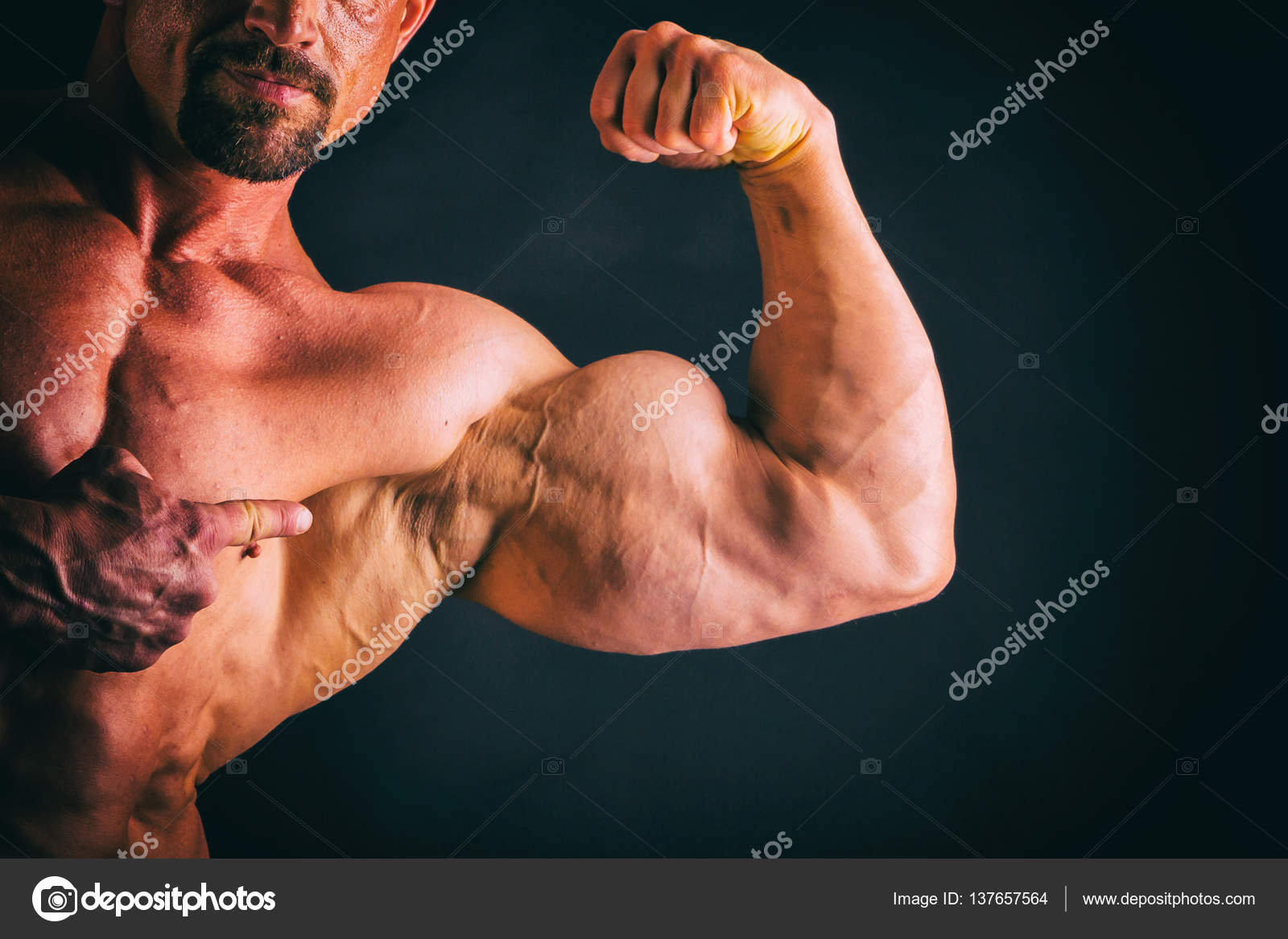 Bodybuilder posing in different poses demonstrating their muscles ...