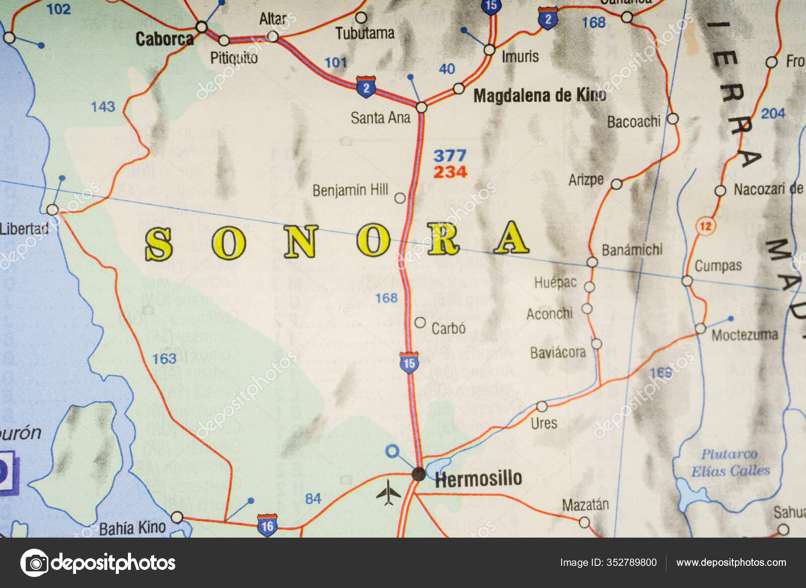 Sonora Mexico Map Travel Background Stock Photo by ©aallm 352789800