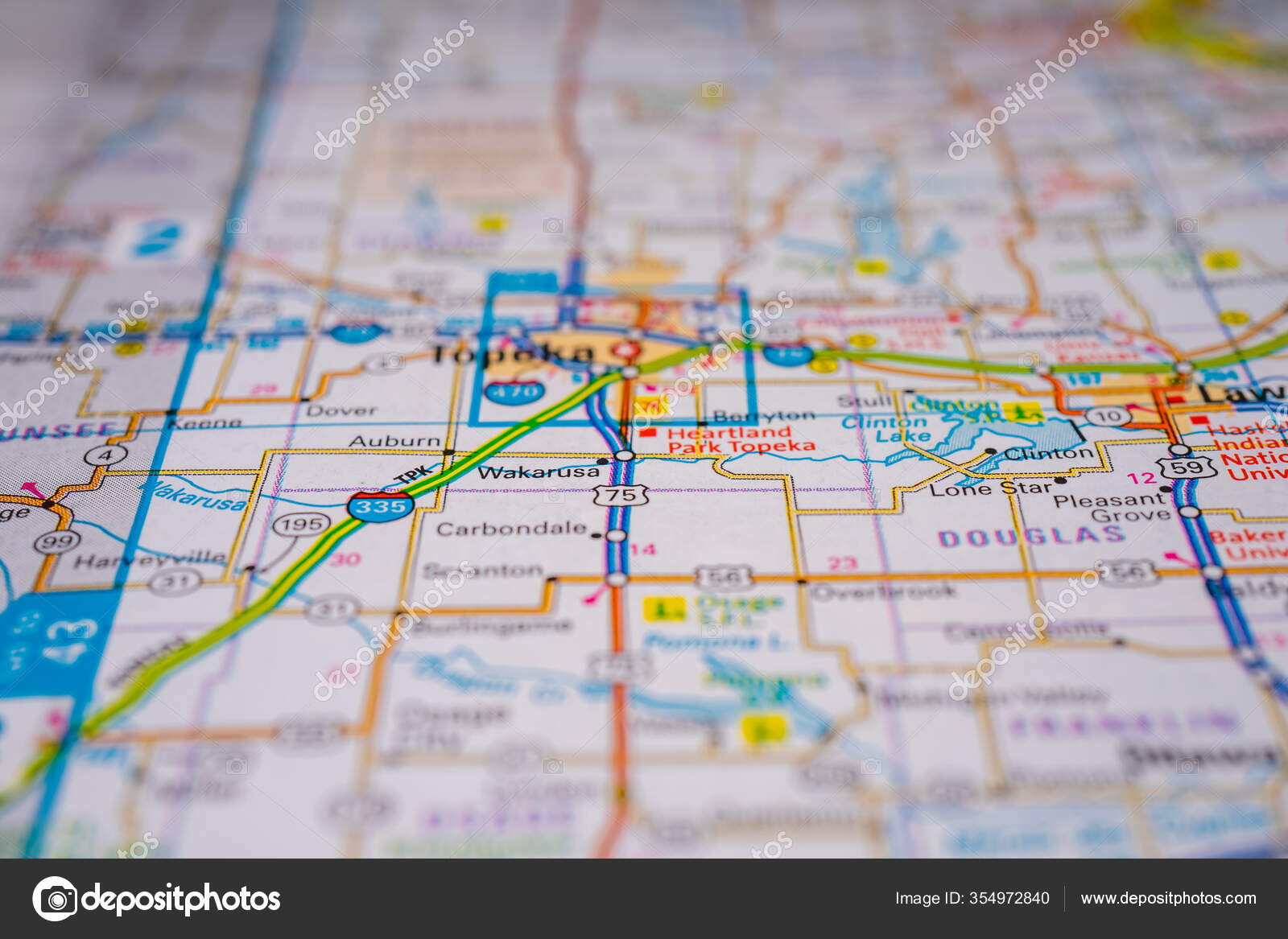 Topeka Usa Map Travel Background — Stock Photo © aallm #354972840