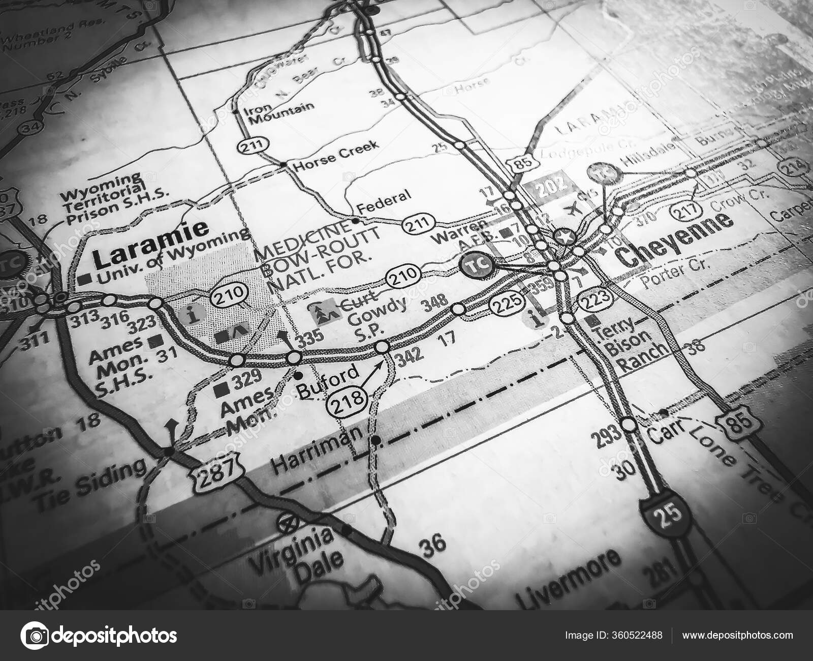 Cheyenne Estados Unidos Mapa — Foto de stock #360522488 © aallm