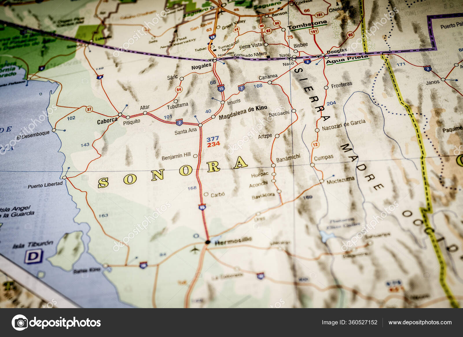 Sonora Mexico Map Travel Background Stock Photo by ©aallm 360527152